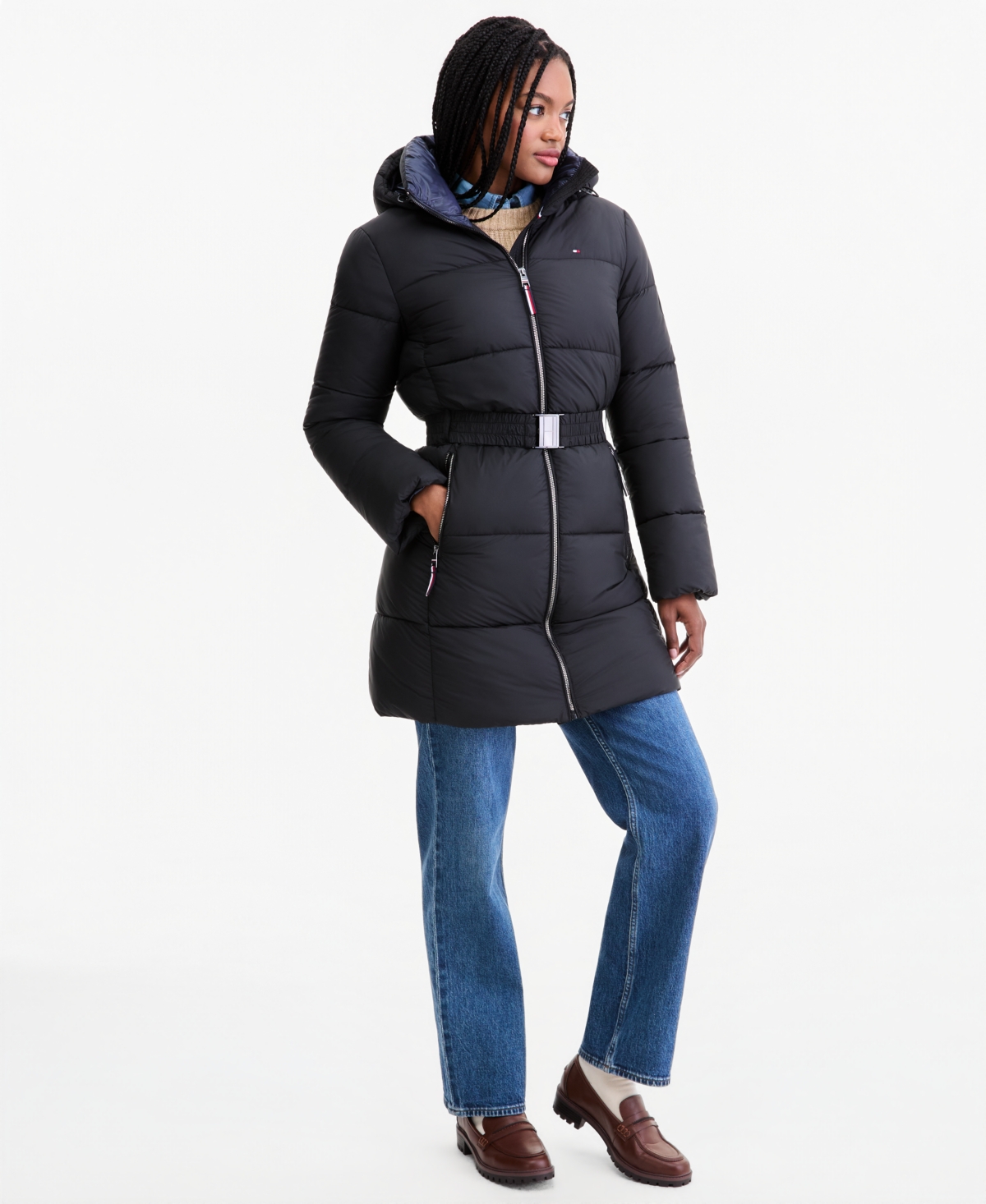 Click here for Tommy Hilfiger Womens Hooded Puffer Belted Coat -... prices