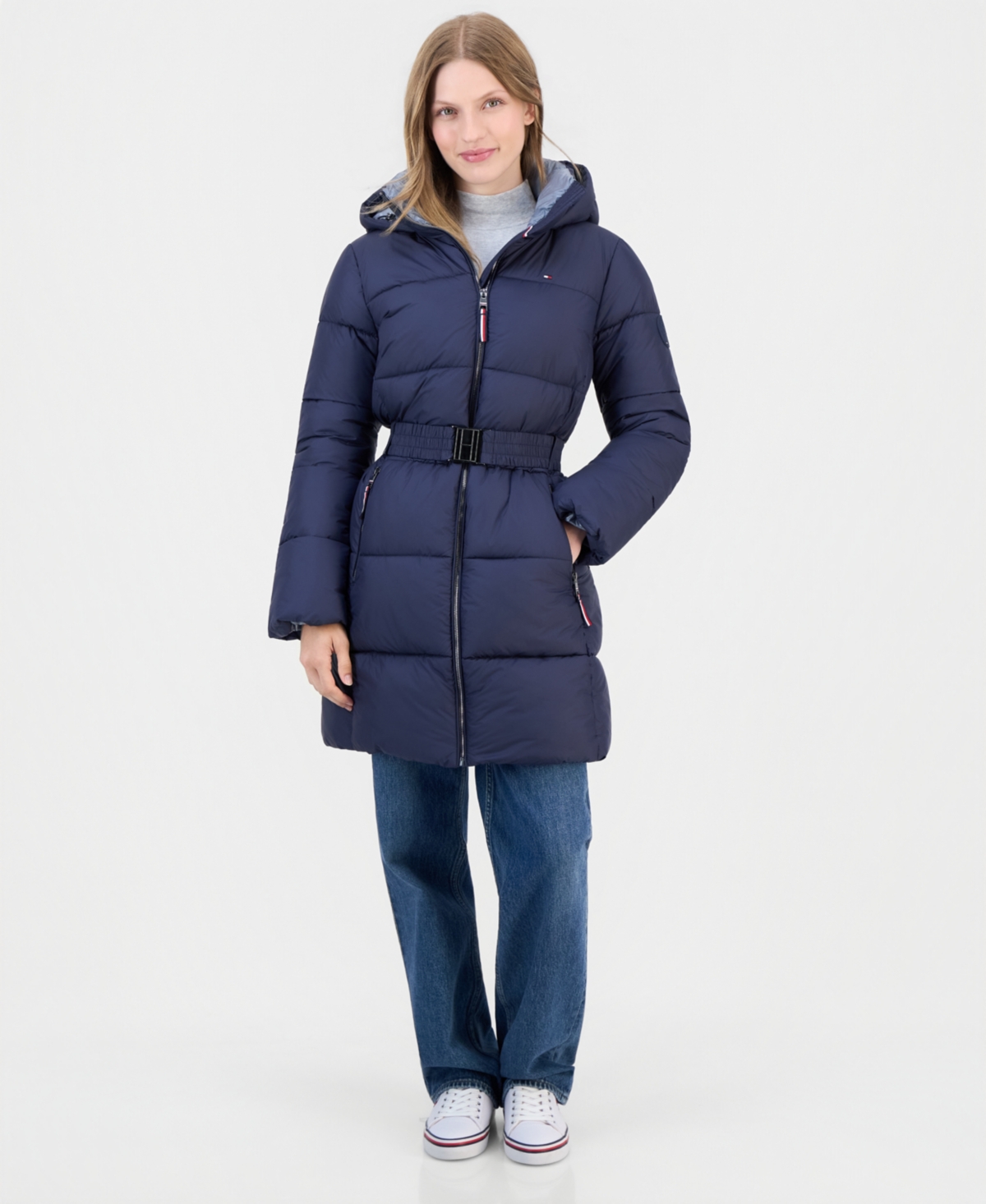 Click here for Tommy Hilfiger Womens Hooded Puffer Belted Coat -... prices