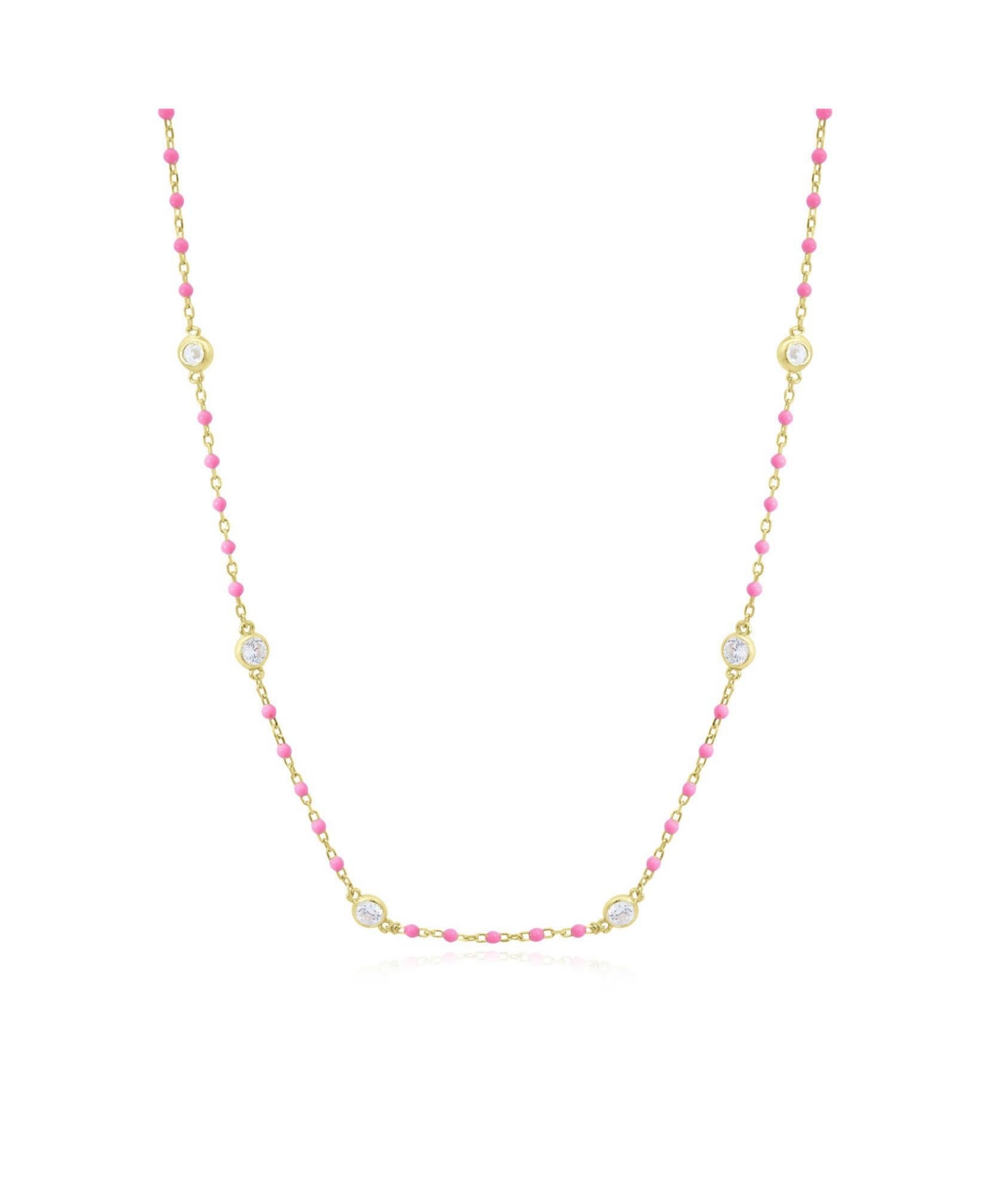 Click here for The Lovery Pink Enamel Bead Cz Chain Necklace 14K... prices