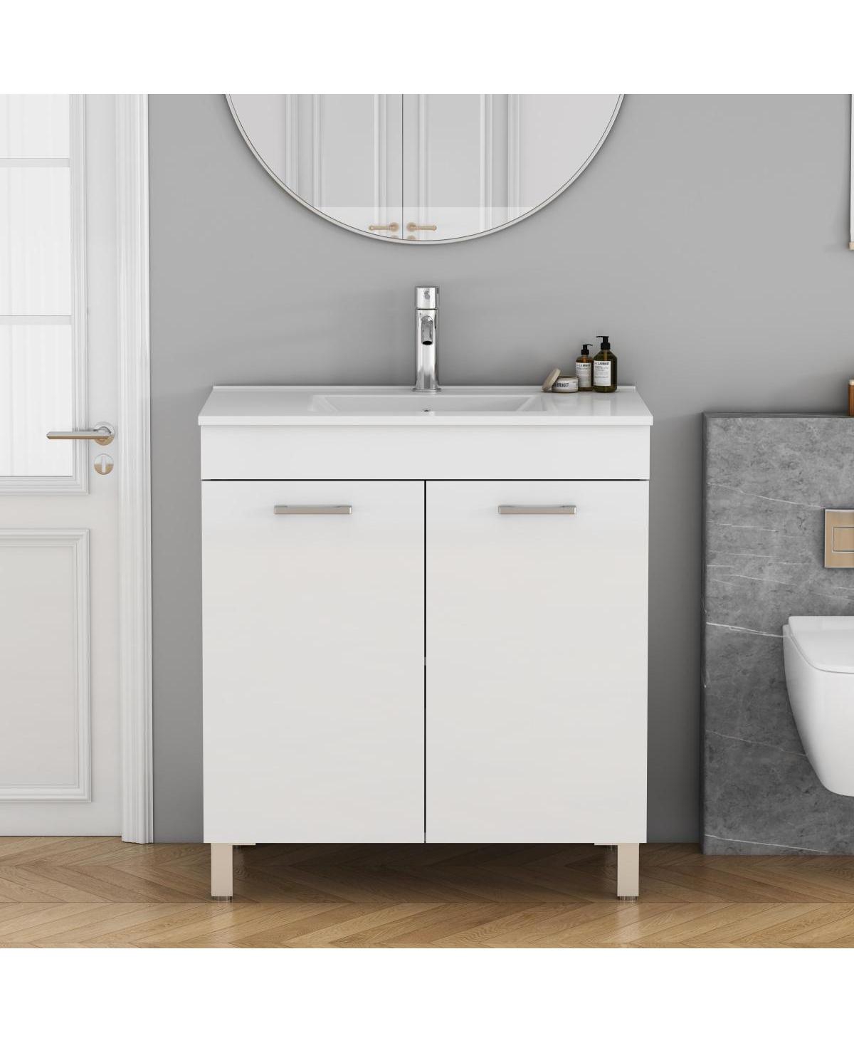 Click here for Sillysis Glossy White Freestanding Bathroom Vanity... prices