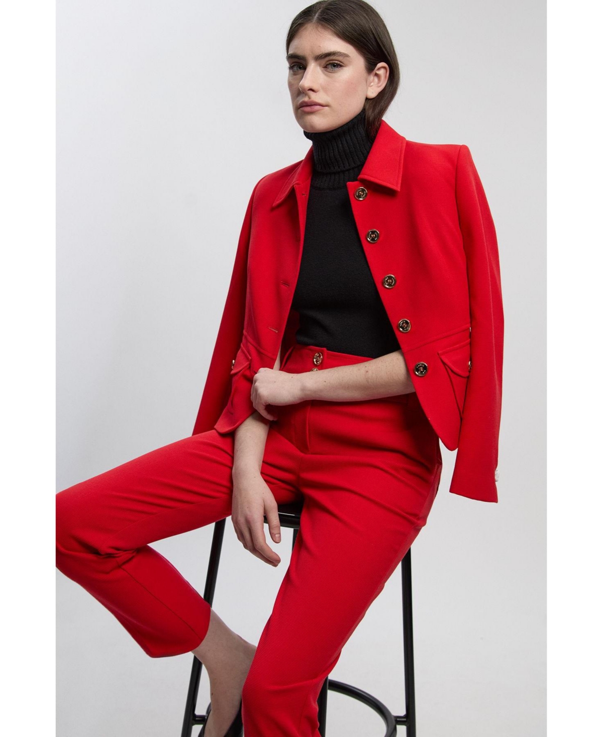 Click here for Karen Millen Womens Textured Compact Stretch Tailo... prices