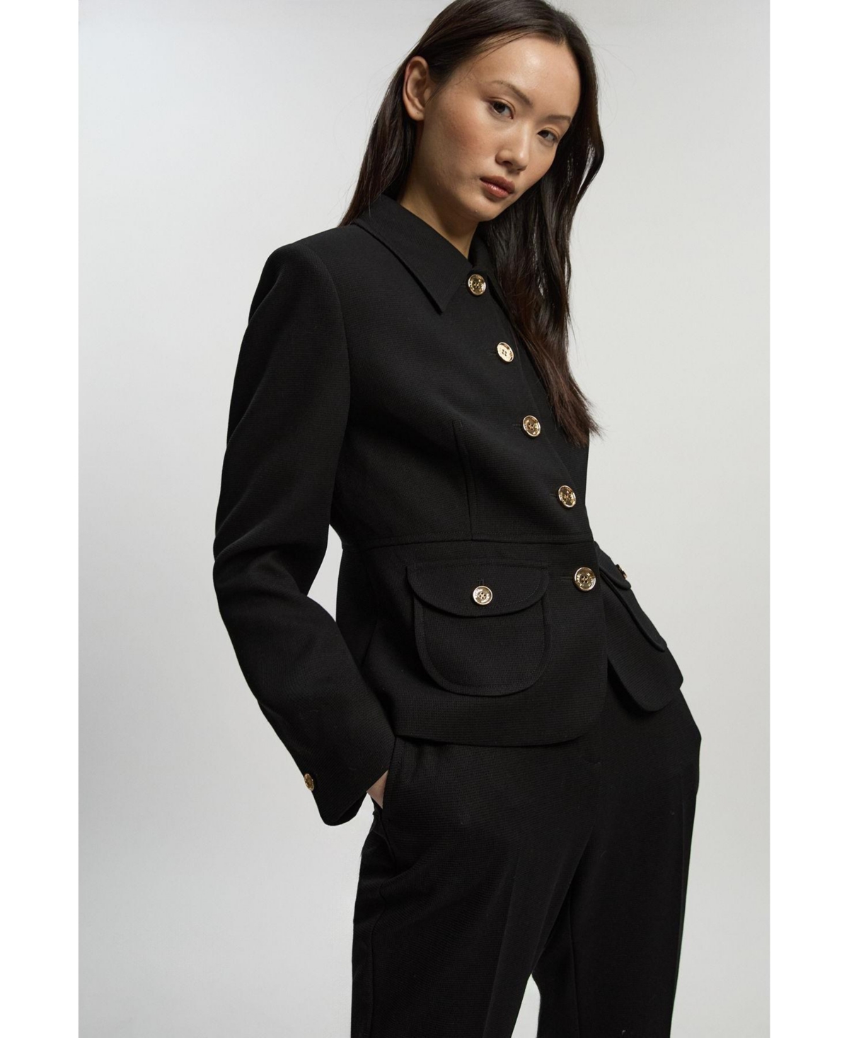 Click here for Karen Millen Womens Textured Compact Stretch Tailo... prices