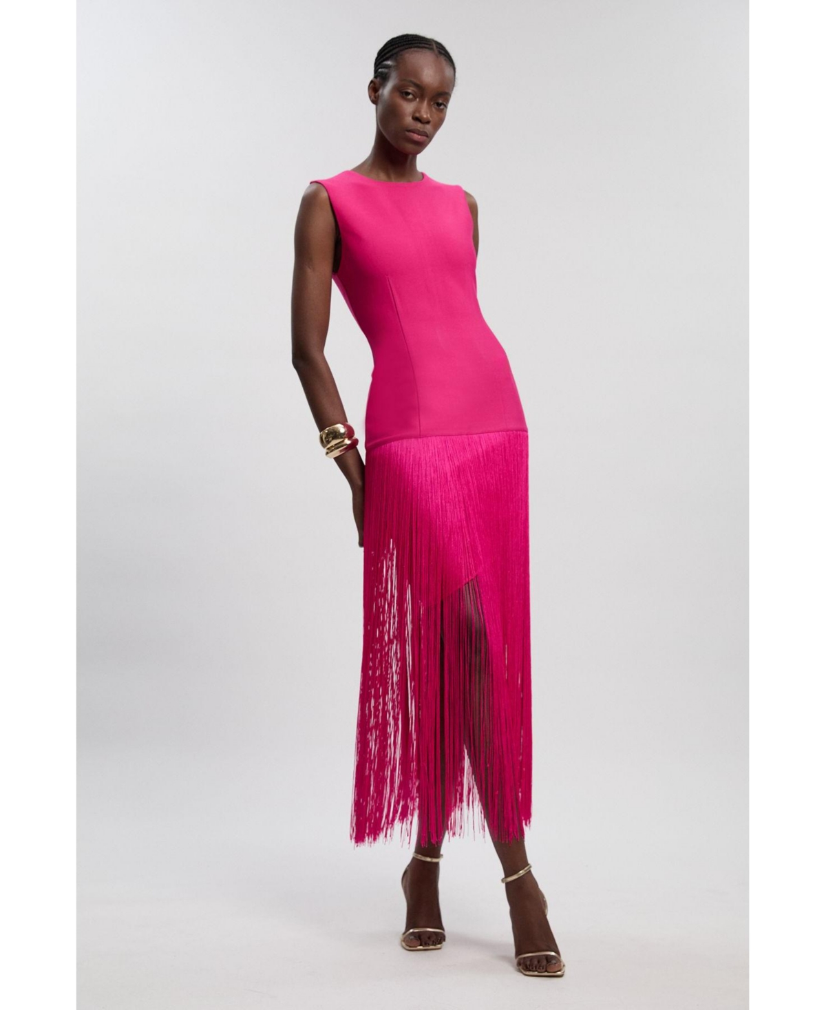 Click here for Karen Millen Womens Form Fit Bandage Tassel Hem Mi... prices
