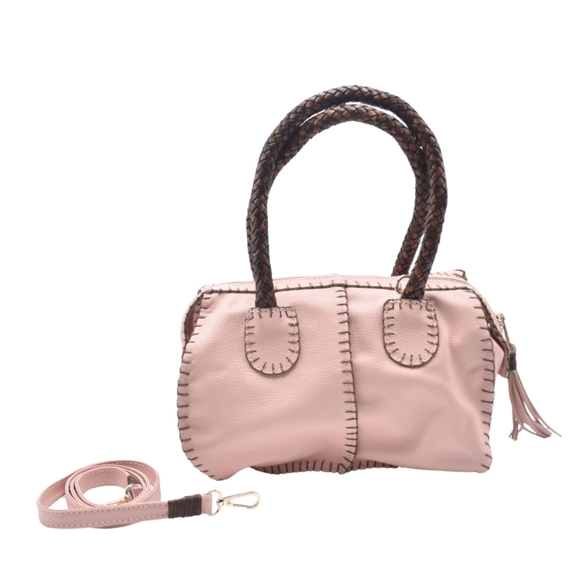 Click here for Carlos Falchi Mini Barrel Leather Bag - Dusty rose prices