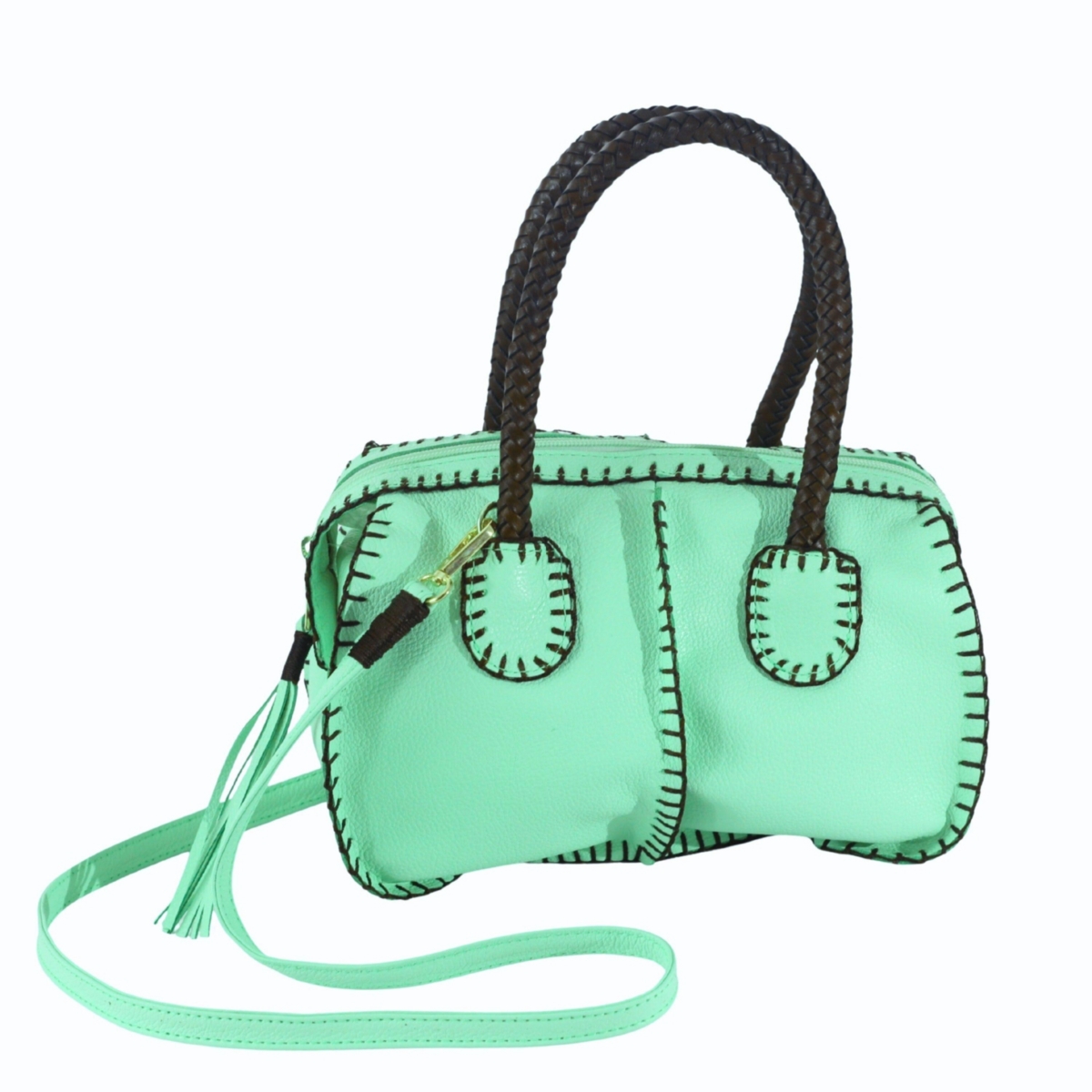 Click here for Carlos Falchi Mini Barrel Leather Bag - Lime prices
