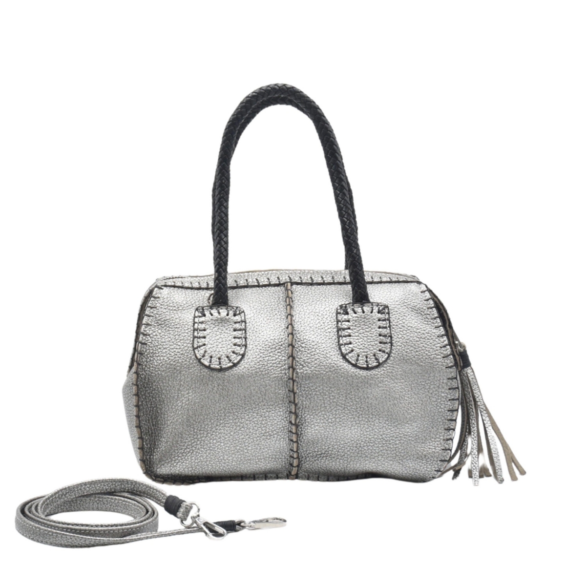 Click here for Carlos Falchi Mini Barrel Leather Bag - Roman chro... prices