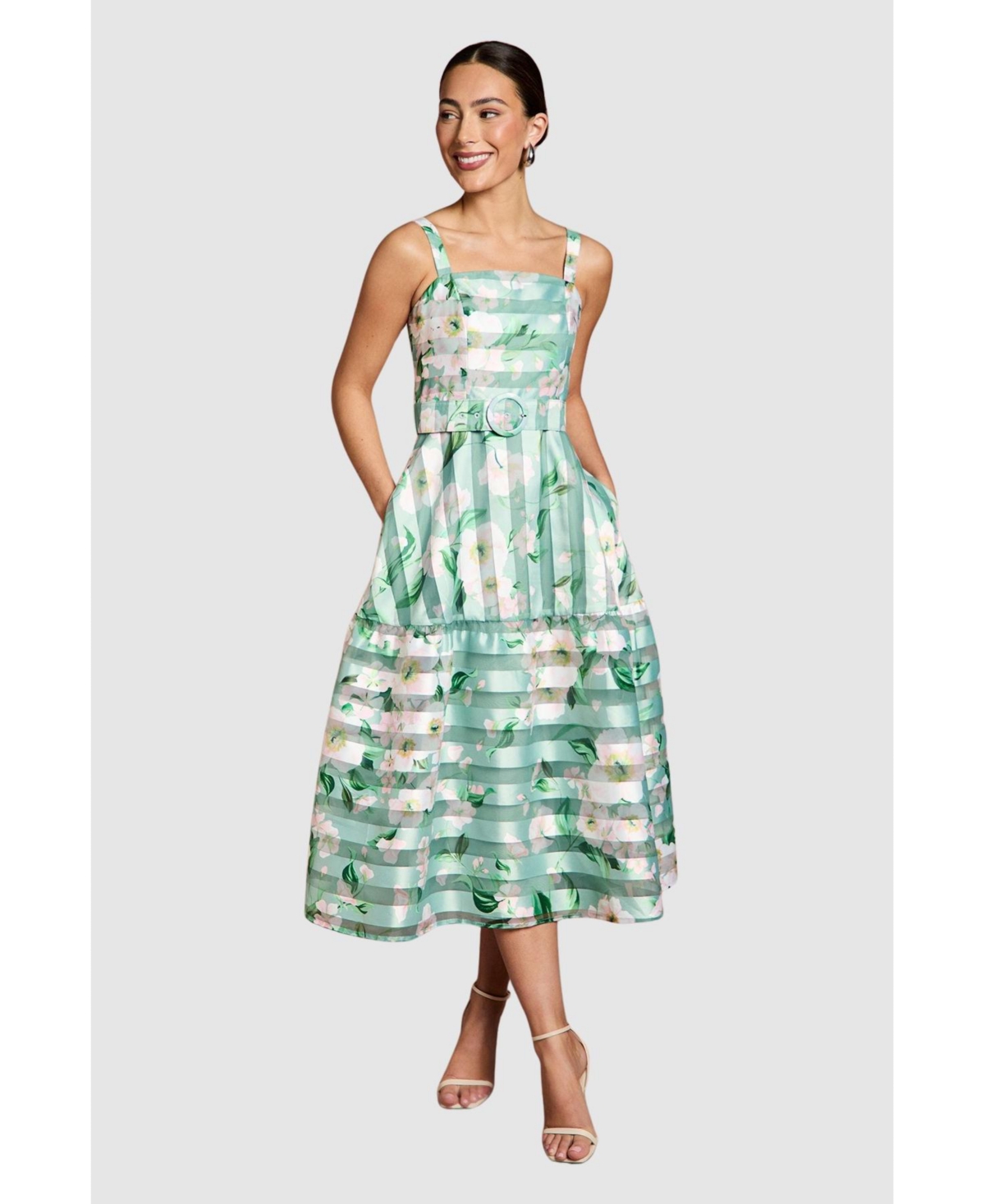 Click here for Coast Womens Burnout Organza Midi Dress - Sage prices