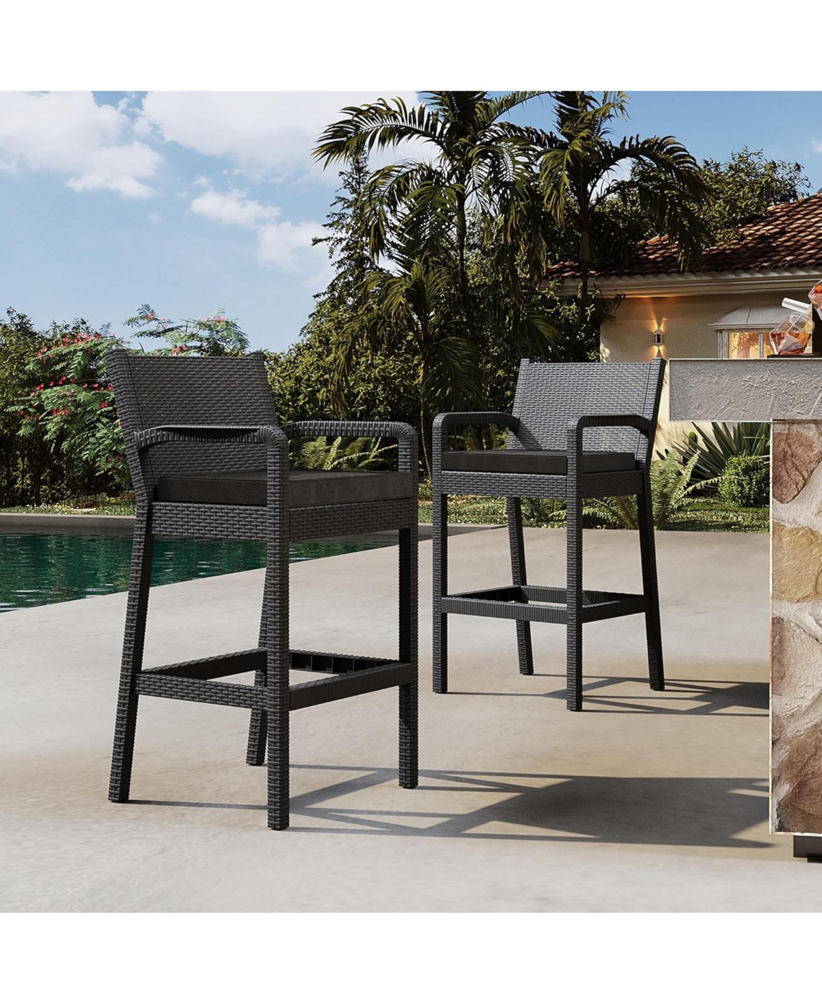 Click here for gaomon Set of 2 Outdoor Bar Stools with Arms  Pati... prices