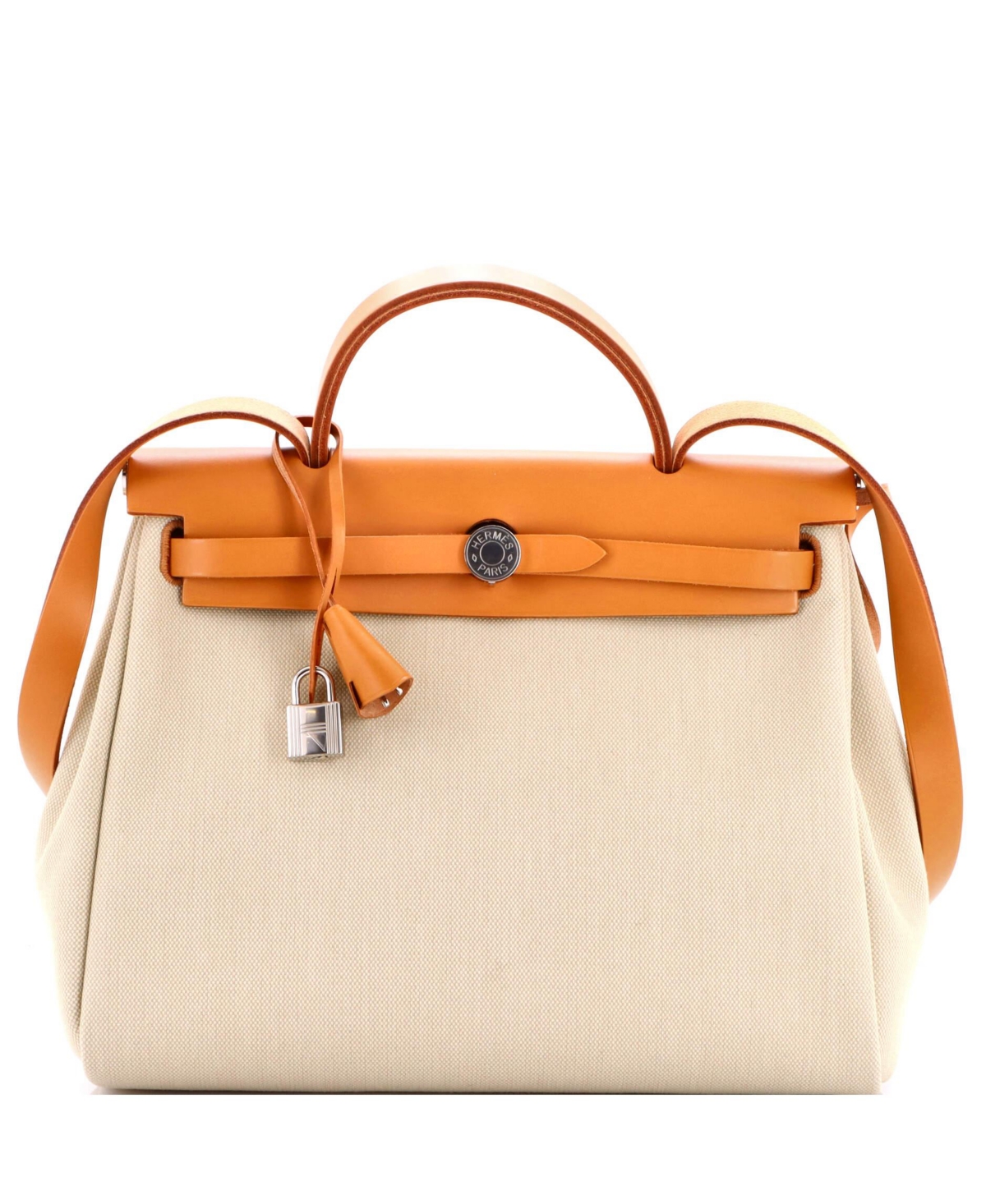 Click here for Pre-Owned HERMES Herbag Zip Leather and Toile - Na... prices