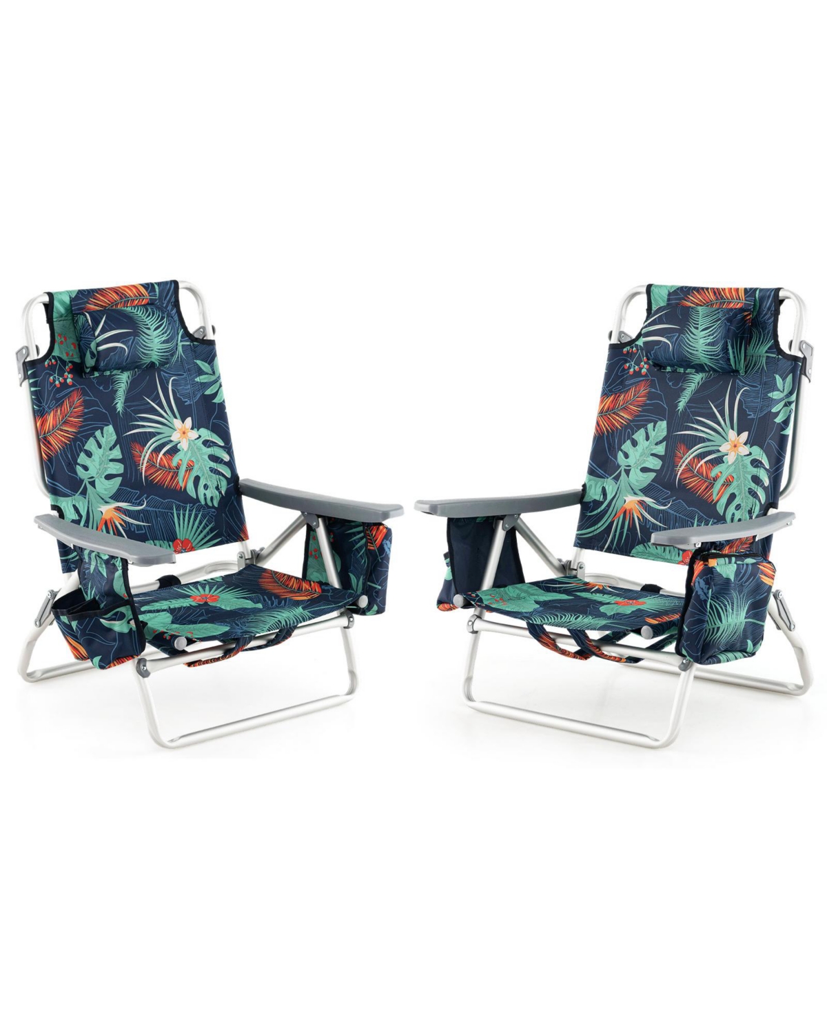 Click here for Gymax 2 Pieces Beach Chair 5-Position Outdoor Recl... prices