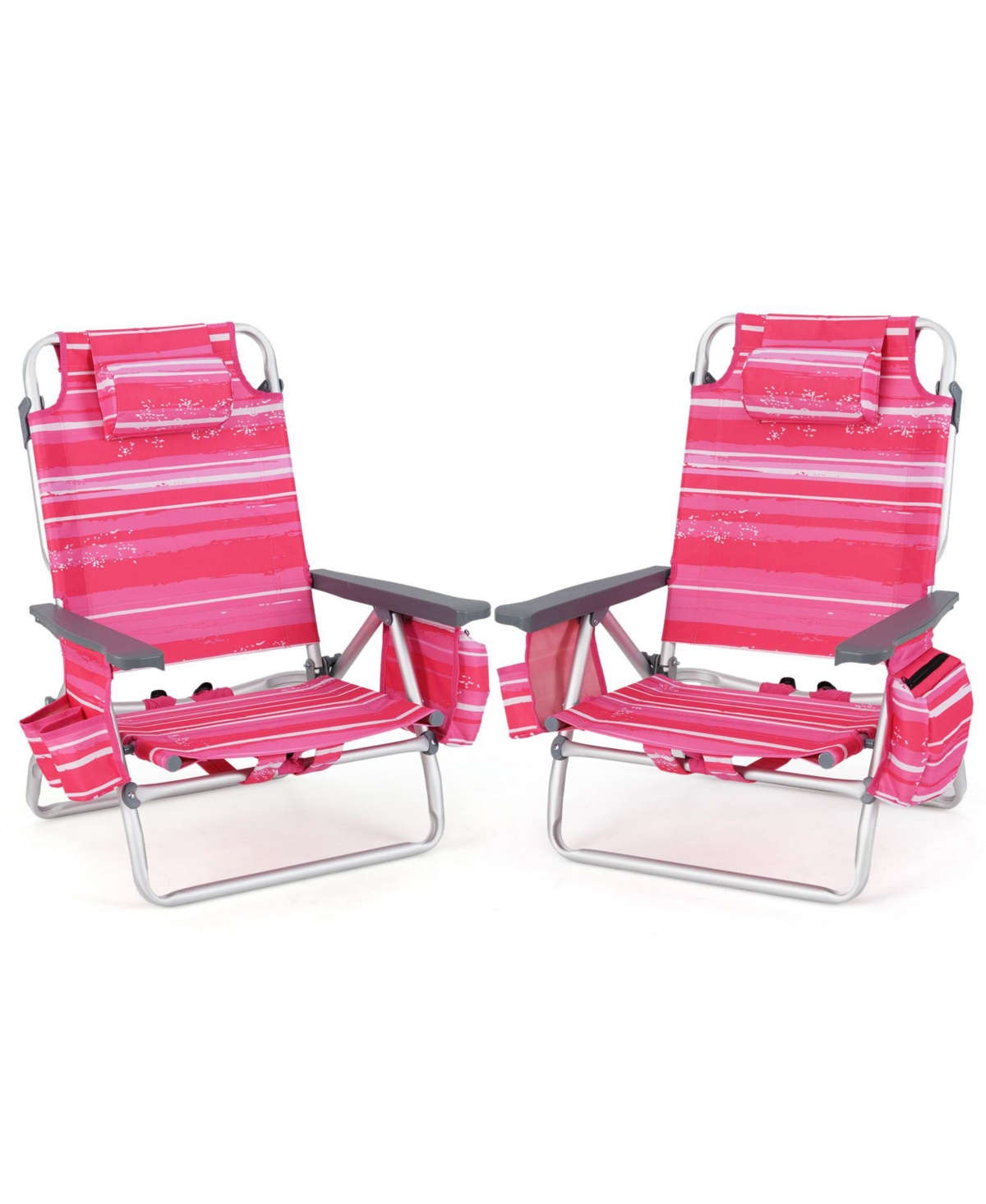 Click here for Gymax 2 Pieces Beach Chair 5-Position Outdoor Recl... prices