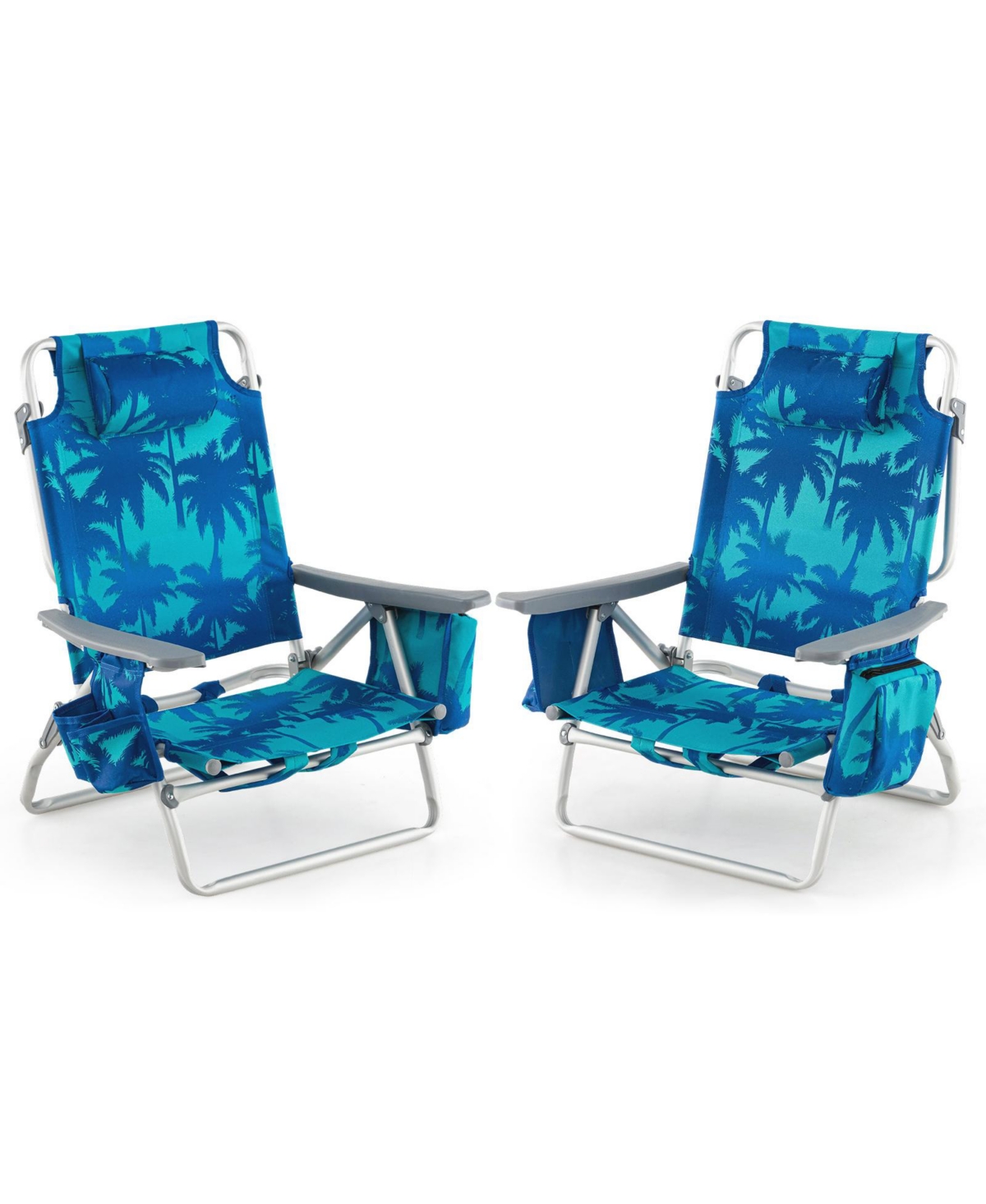 Click here for Gymax 2 Pieces Beach Chair 5-Position Outdoor Recl... prices