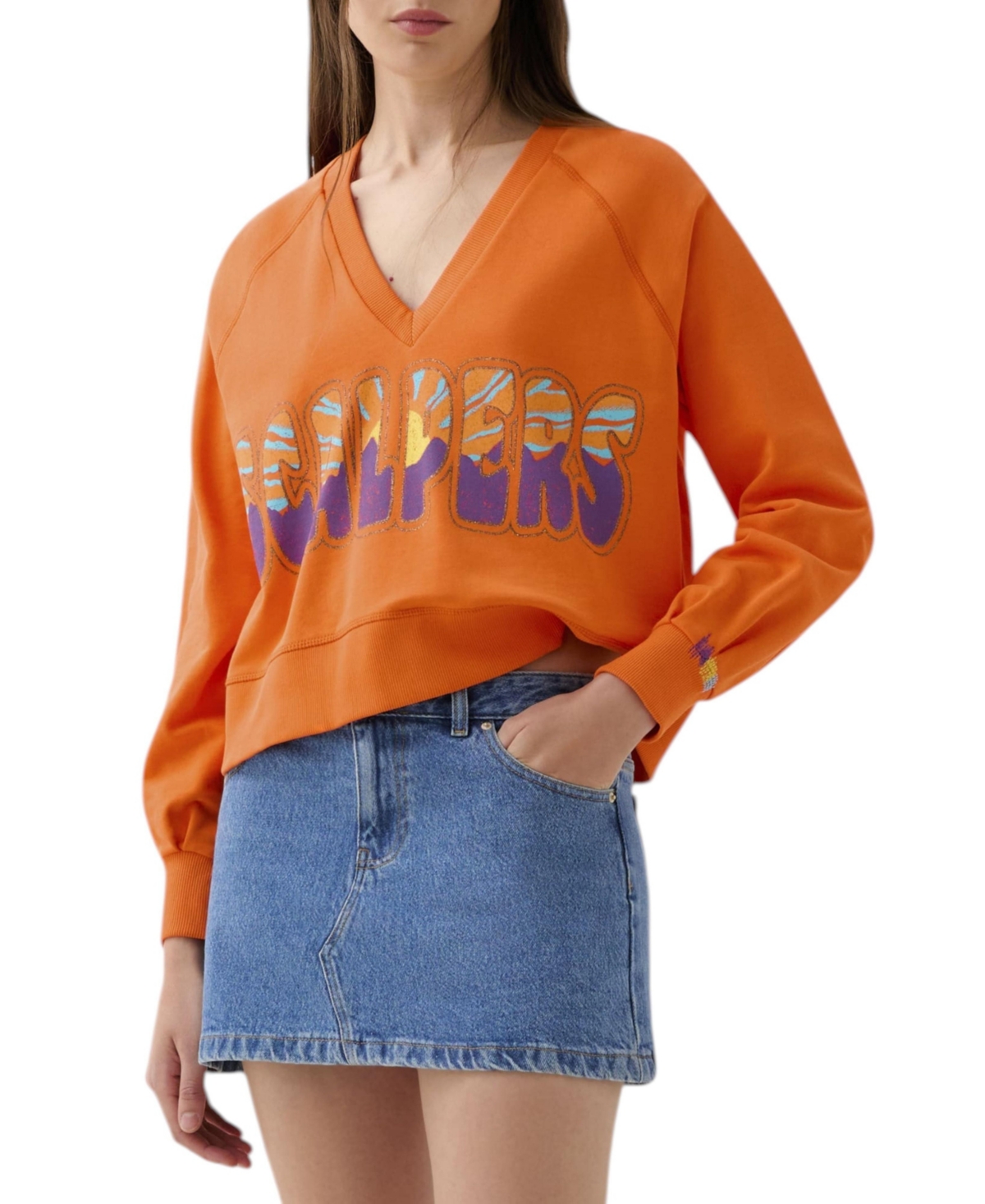 Click here for Scalpers Womens V Scp Sweater - Orange prices