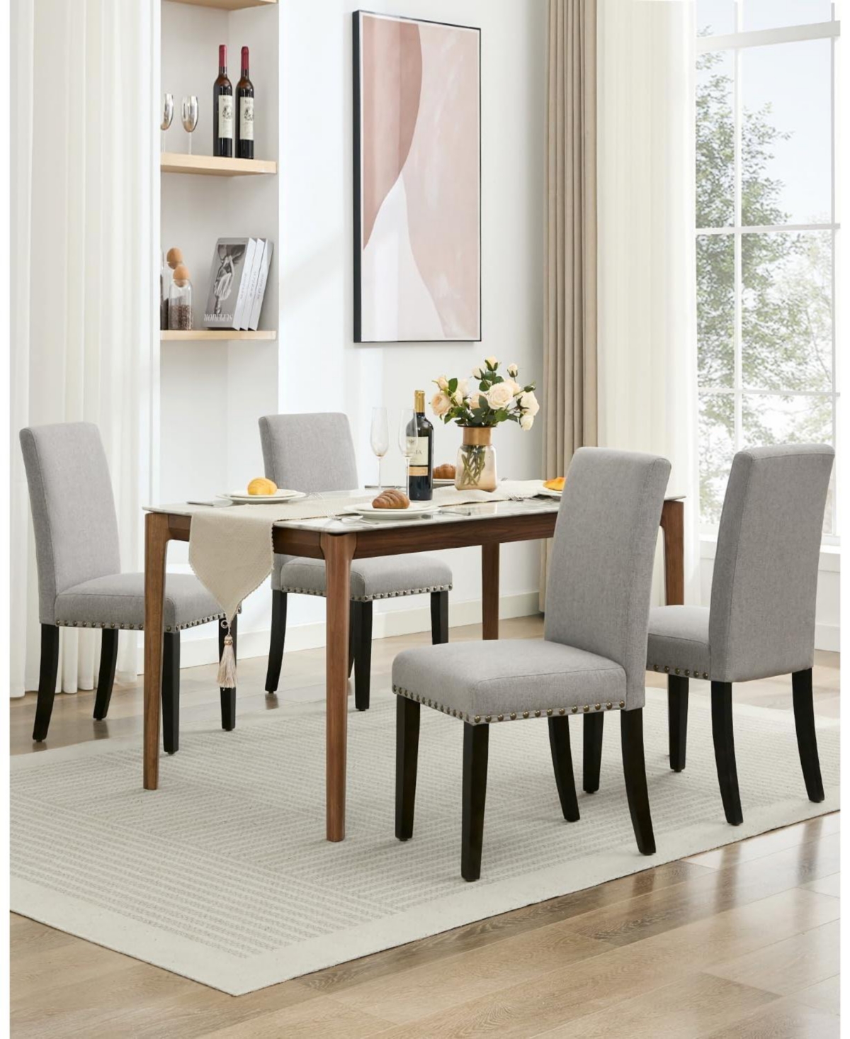 Click here for Gaomon Set of 4 Modern Fabric Upholstered Dining C... prices