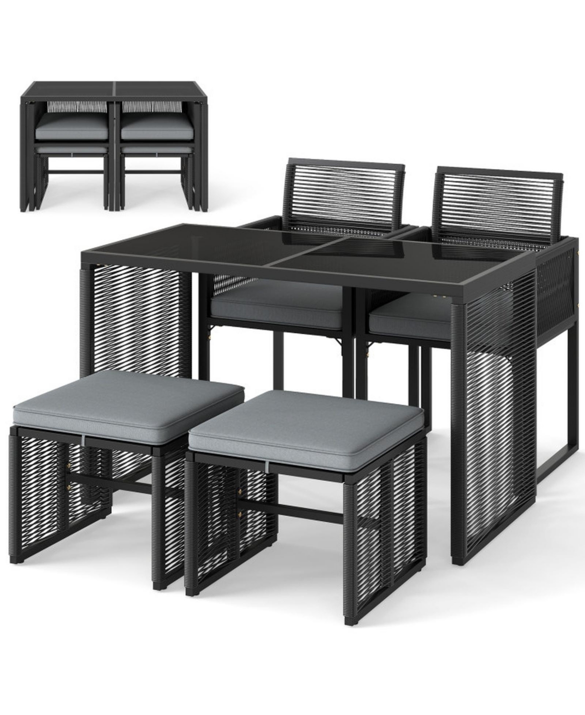 Click here for Gouun 5-Piece Outdoor Pe Rattan Patio Dining Set w... prices
