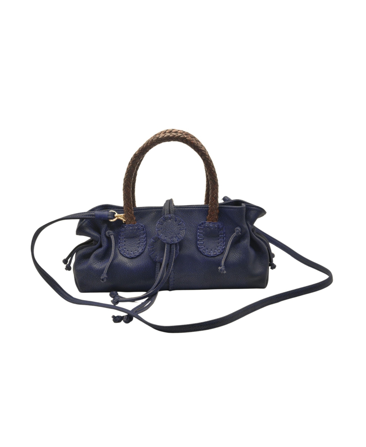 Click here for Carlos Falchi Mini Satchel Leather Bag - Navy prices