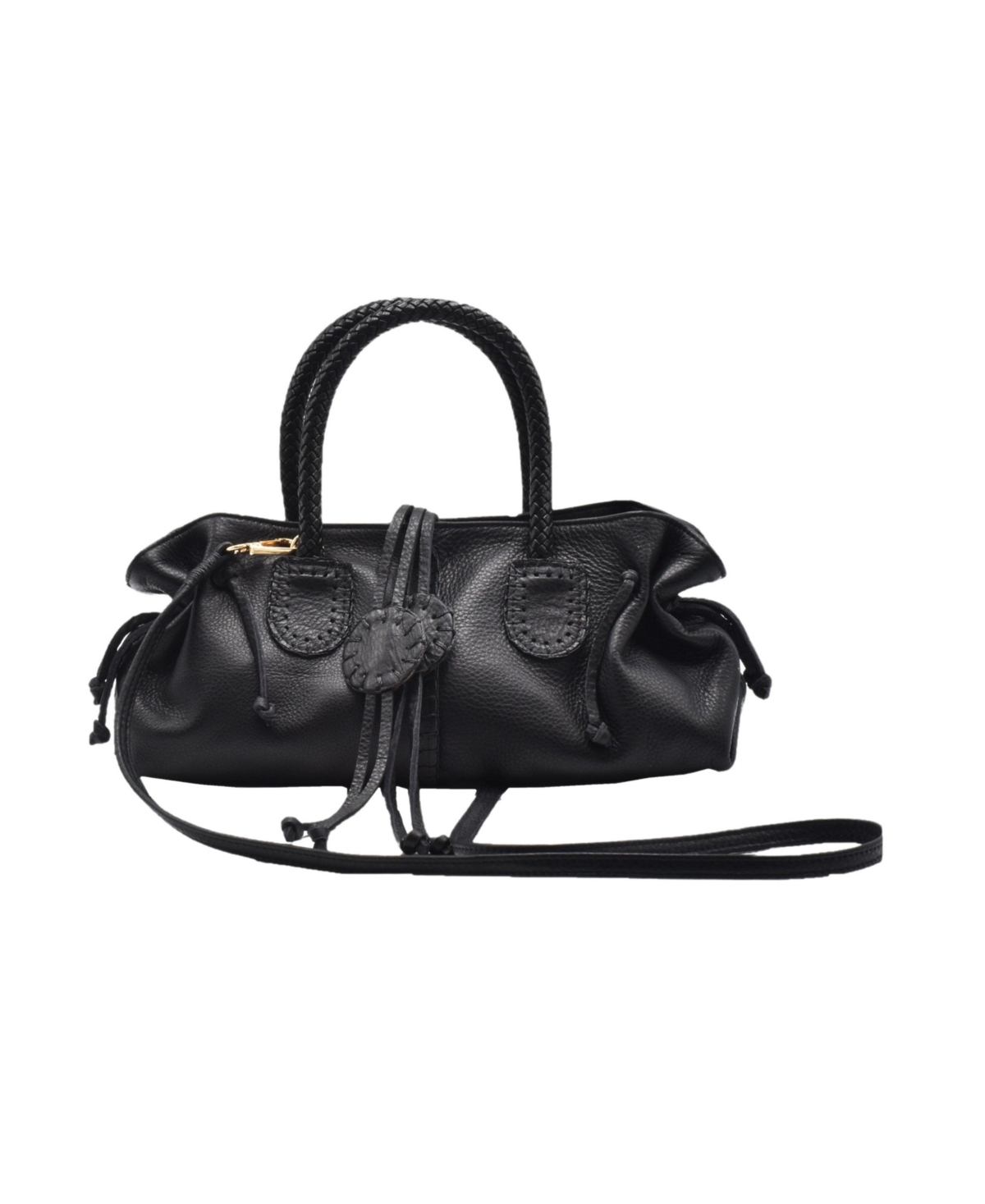 Click here for Carlos Falchi Mini Satchel Leather Bag - Black obs... prices
