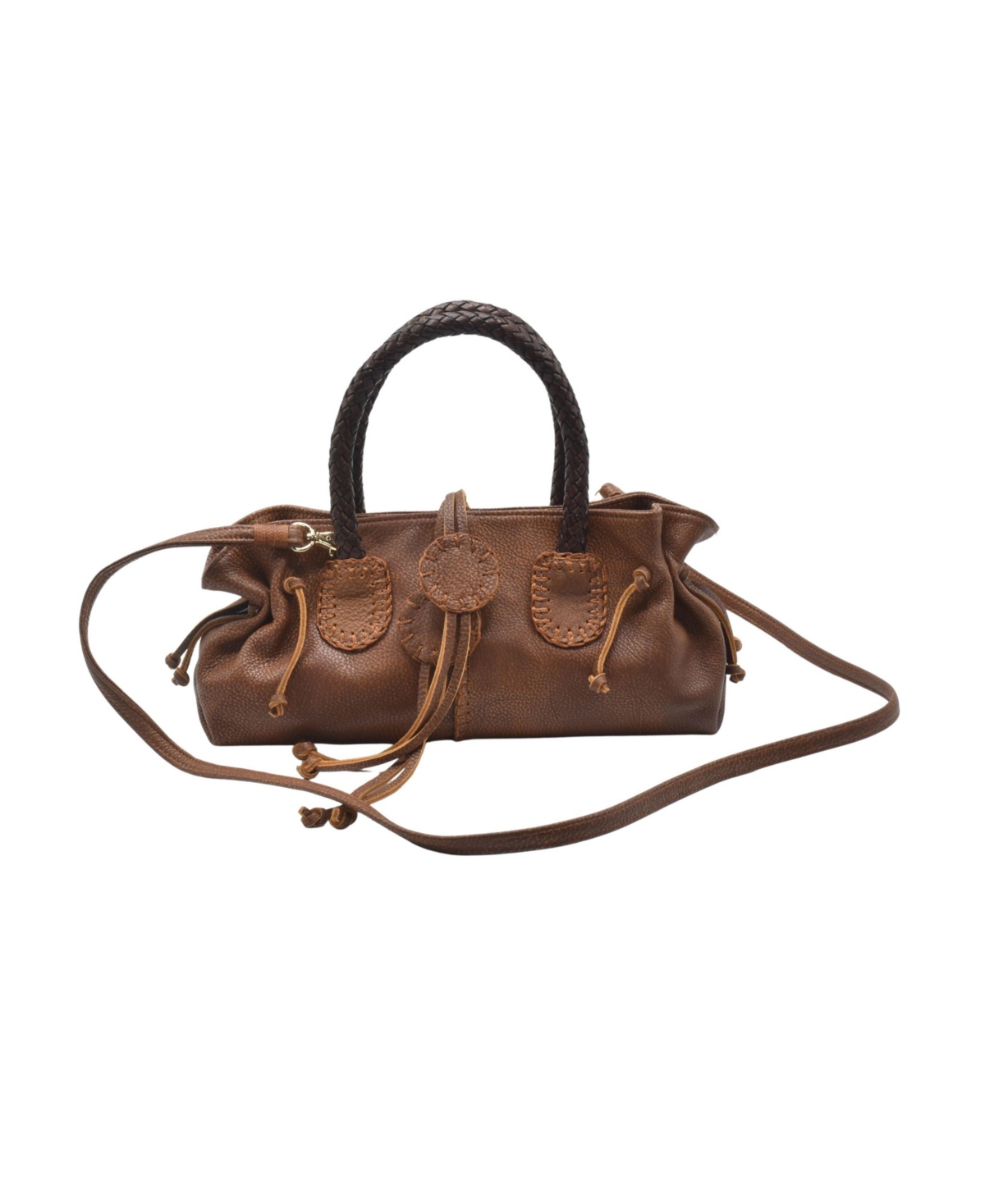 Click here for Carlos Falchi Mini Satchel Leather Bag - Whiskey prices