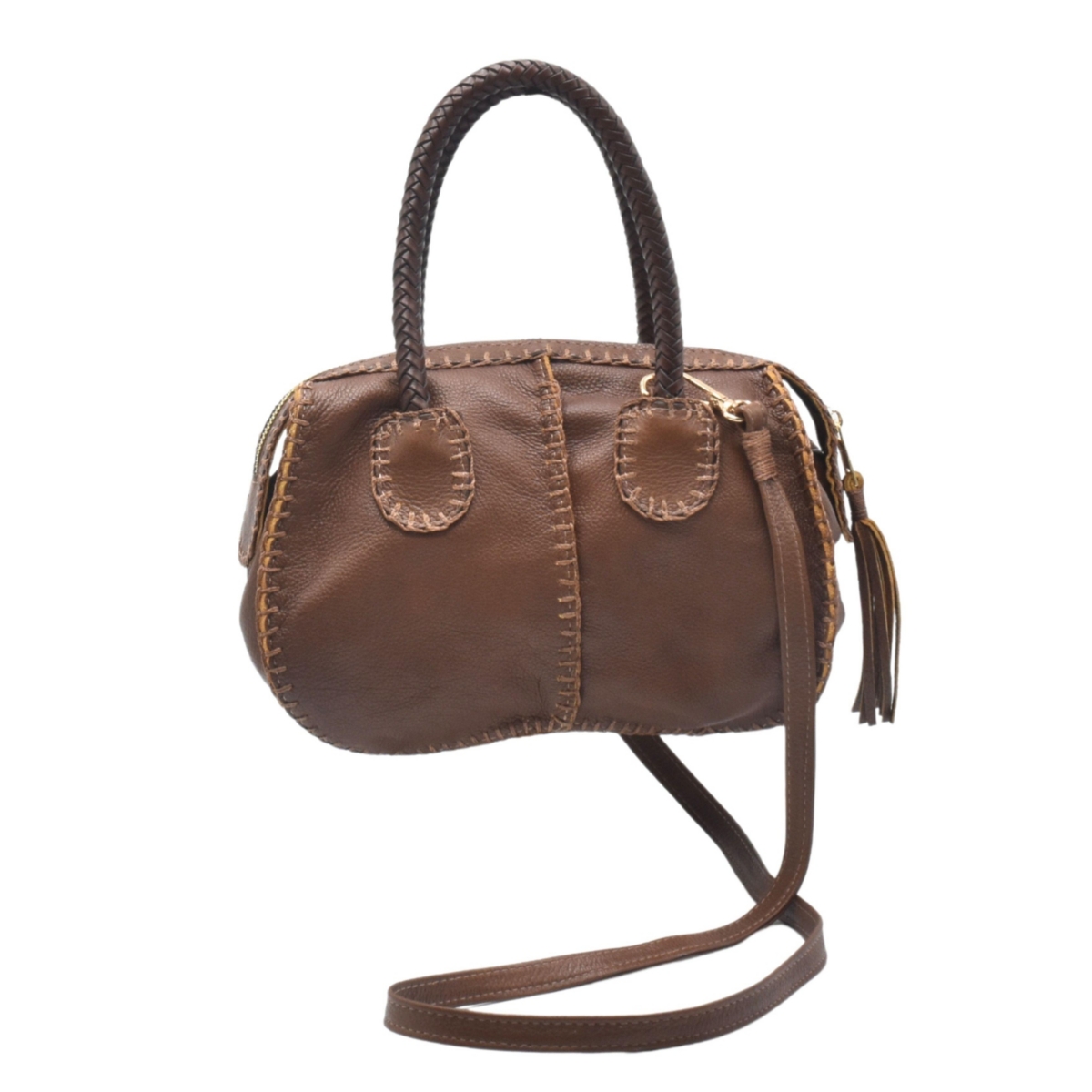 Click here for Carlos Falchi Mini Barrel Leather Bag - Whiskey prices