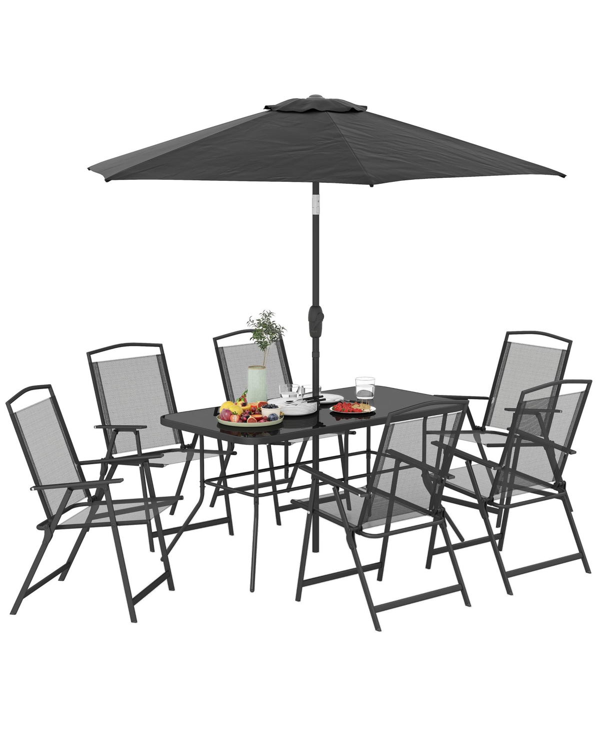 Click here for Outsunny 8 Piece Patio Dining Set with Umbrella Fo... prices