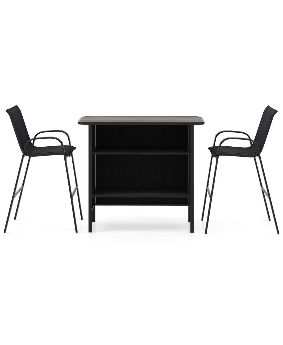 Click here for Slickblue Outdoor 3-Piece Bar Set with 2-Tier Stor... prices