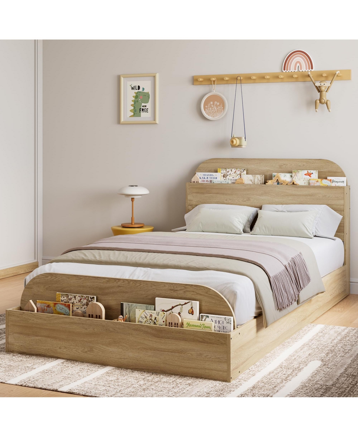 Click here for homfan Wooden Beds with Storage Headboard and Rais... prices