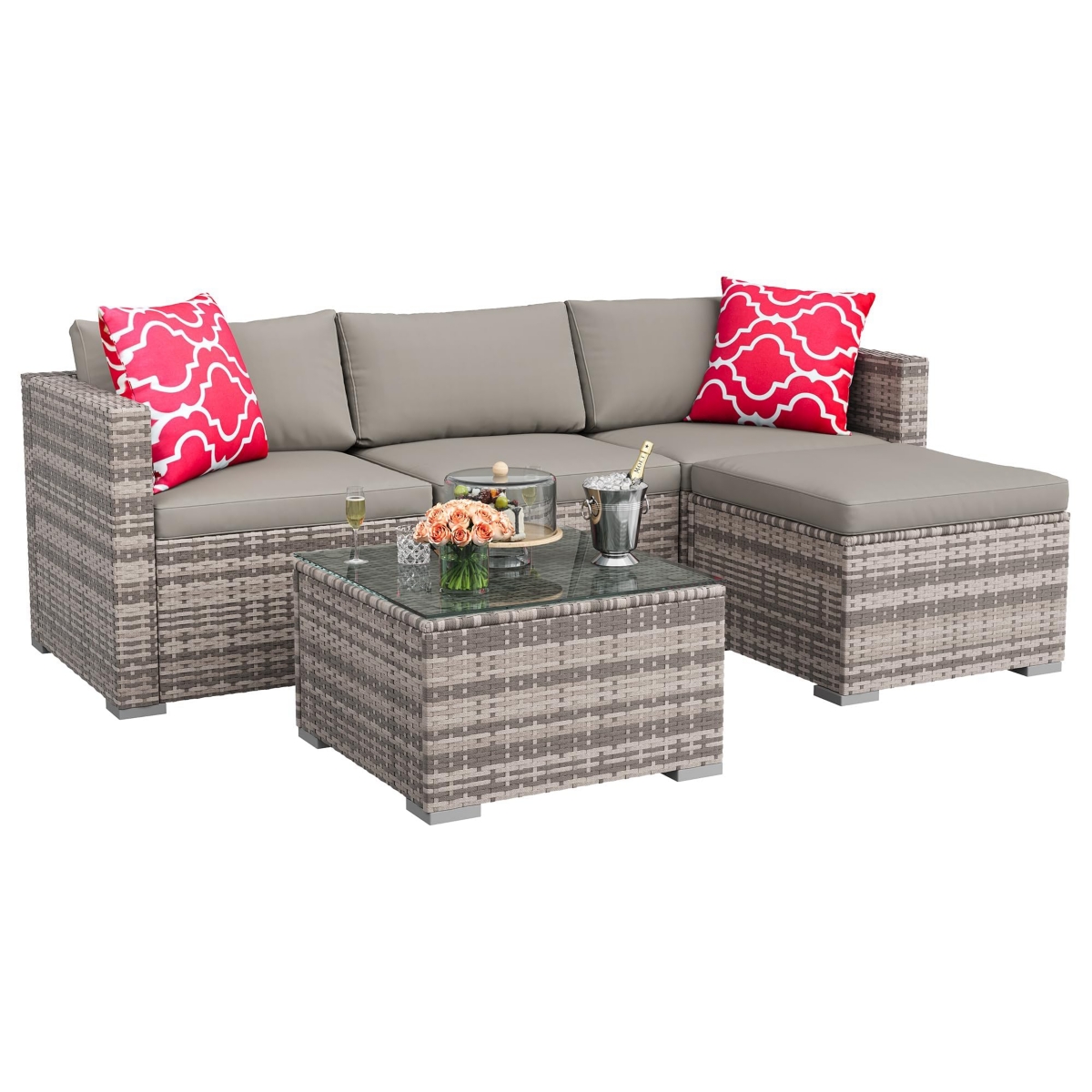 Click here for gaomon Adult 5 Piece Patio Furniture Set- Pe Ratta... prices