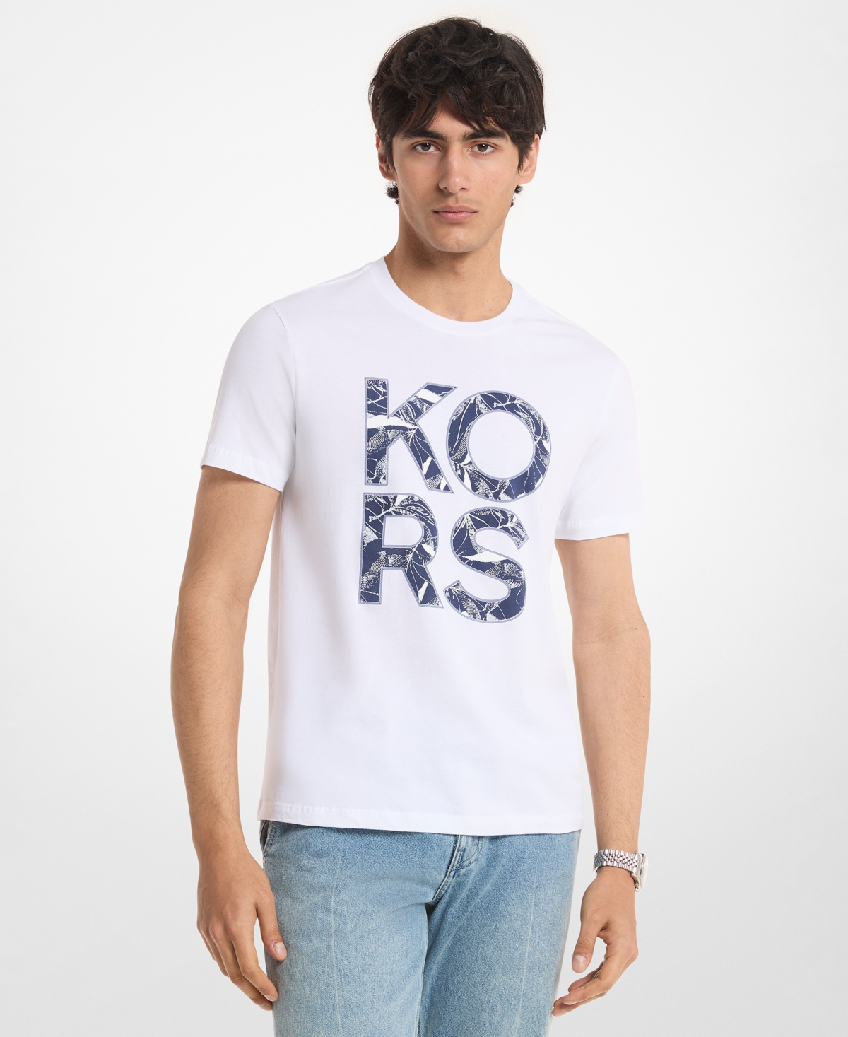 Click here for Michael Kors Mens Floral Logo Regular-Fit T-Shirt... prices