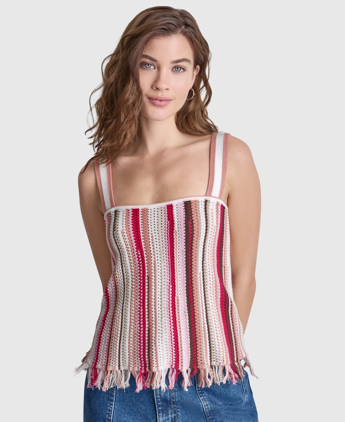 Click here for Dkny Jeans Womens Striped Pointelle Stitch Bandeau... prices