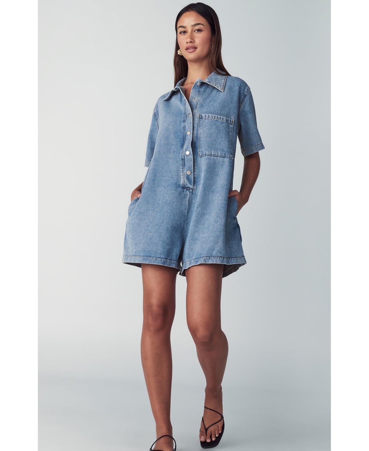 Click here for St Mrlo Womens Denim Romper - Light blue wash prices