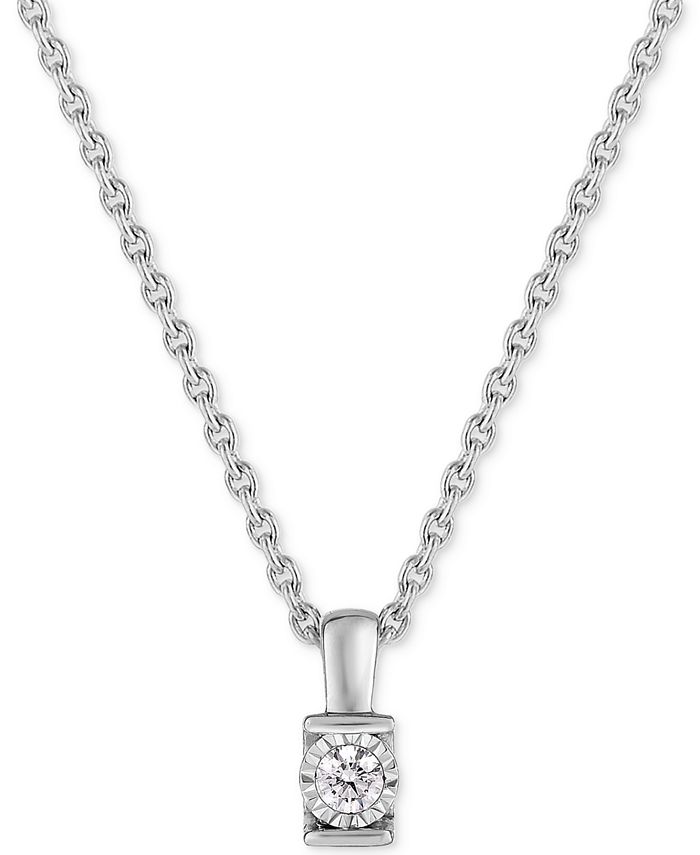TruMiracle Diamond Channel-Set Pendant Necklace (1/6 ct. t.w.) in 14k ...