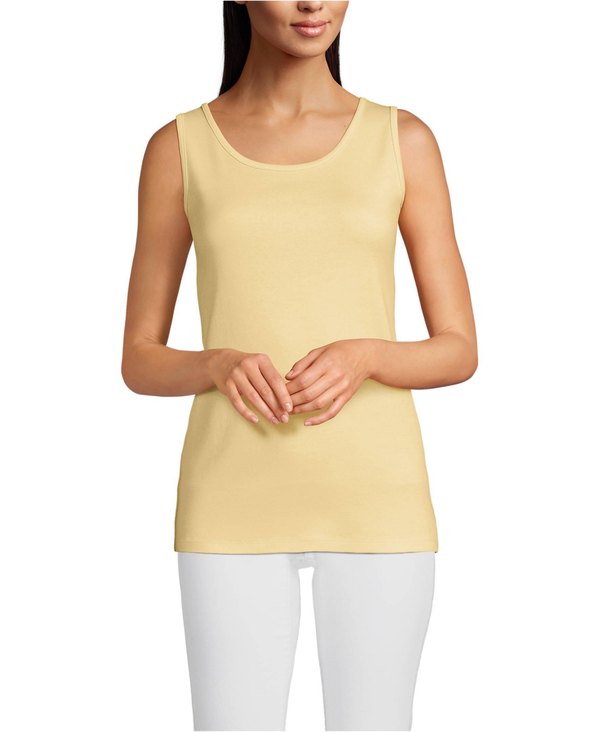 Click here for Lands End Womens Cotton Tank Top - Pale sunbeam ye... prices