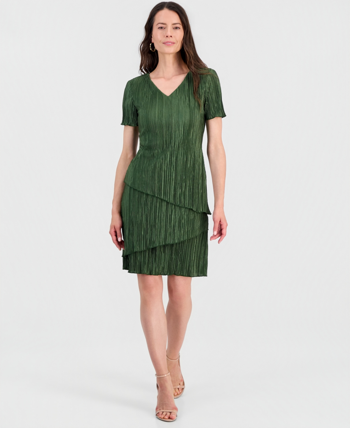 Click here for Connected Womens V-Neck Tiered Short-Sleeve Sheath... prices