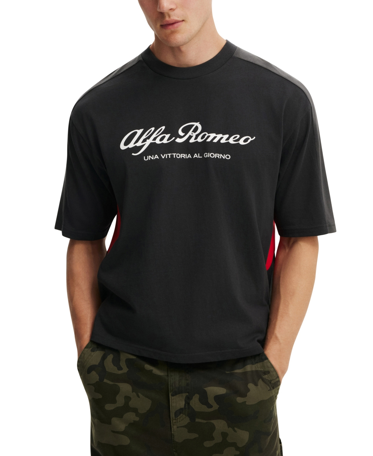 Click here for Cotton On Mens Cropped Modern-Fit Alfa Romeo T-Shi... prices