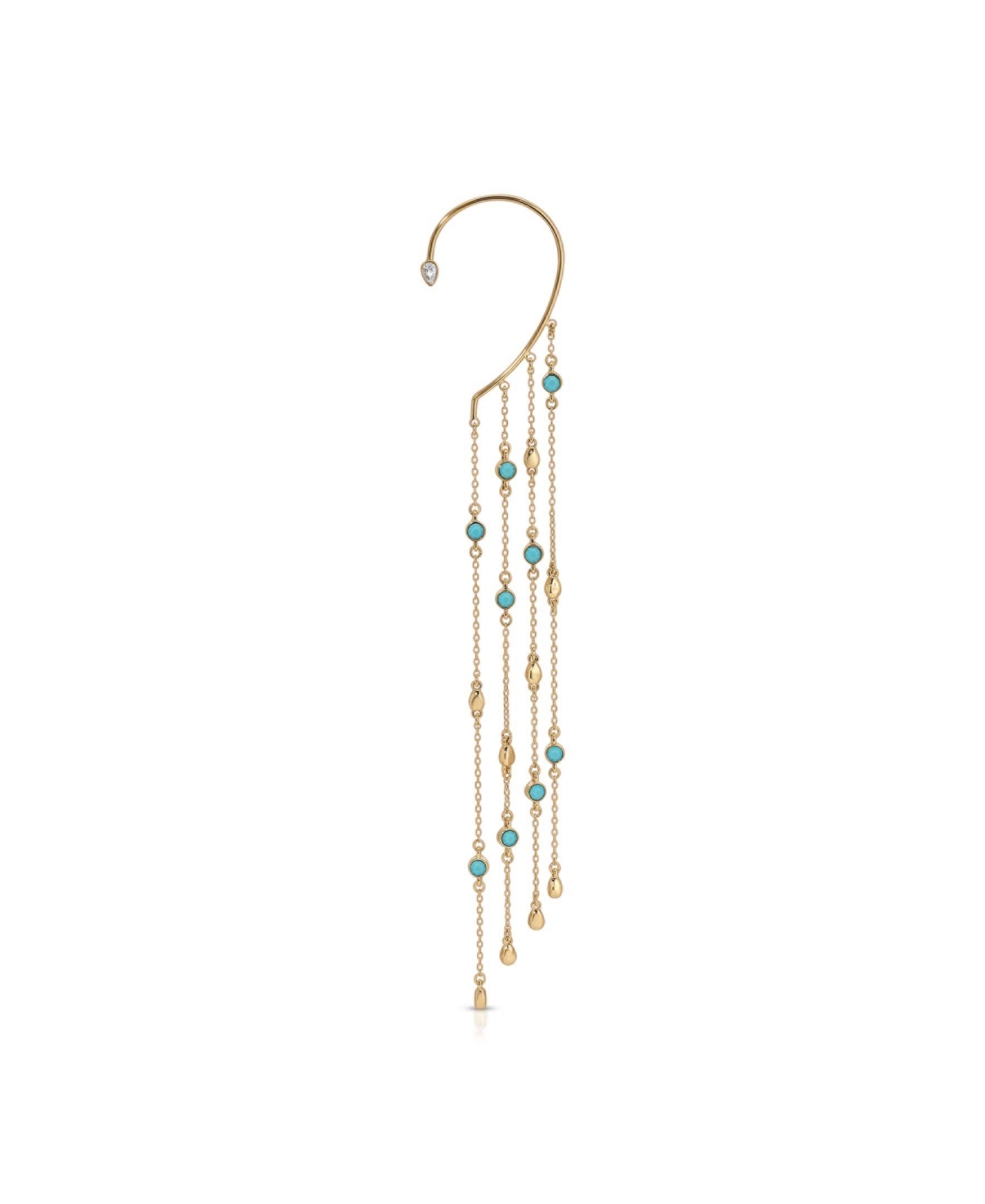 Click here for Ettika Linear Chains Statement Ear Cuff - Turquois... prices