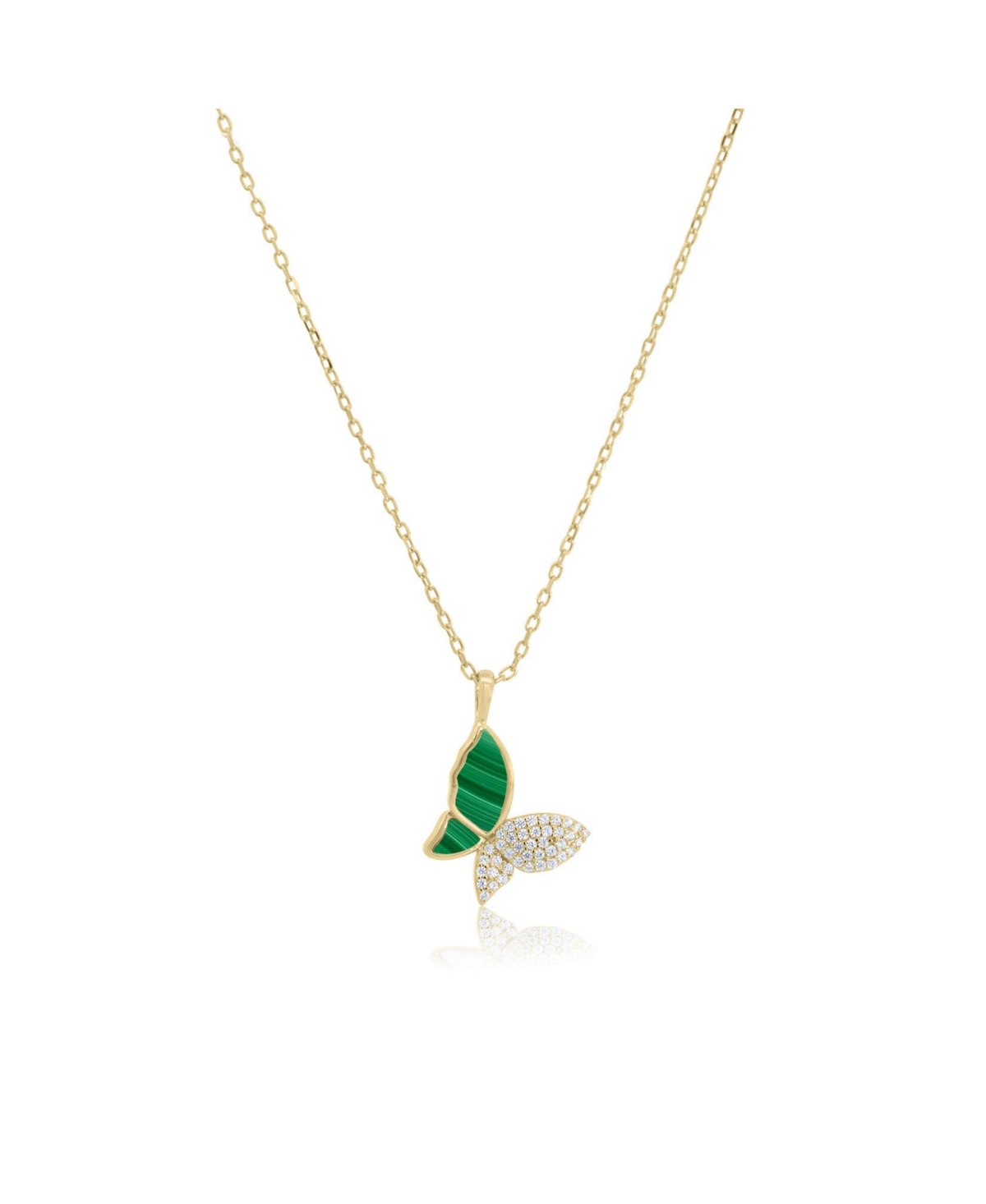 Click here for The Lovery Malachite Cz Butterfly Necklace 14K Gol... prices