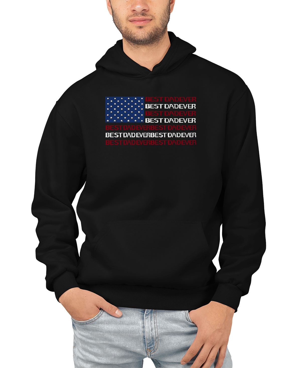 Click here for La Pop Art Mens Best Dad Flag Word Art Hooded Swea... prices