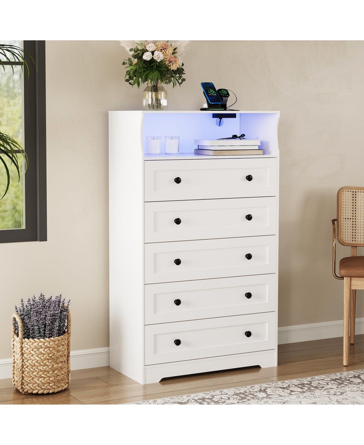 Click here for gaomon 5 Drawer Dresser with Open Shelf  Led Light... prices