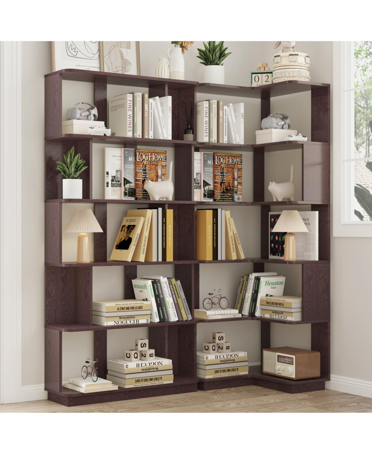 Click here for Rainsken 5 Tier L Shaped Bookcase  Modern Geometri... prices
