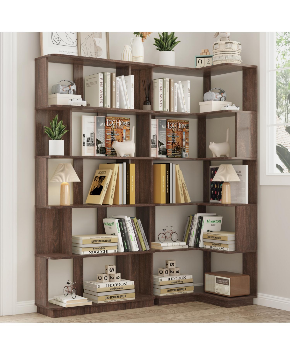 Click here for Rainsken 5 Tier L Shaped Bookcase  Modern Geometri... prices