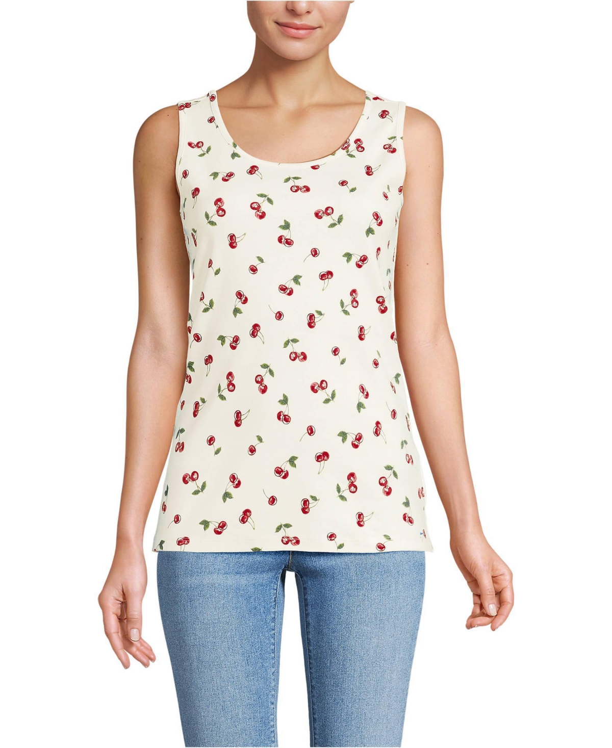 Click here for Lands End Womens Cotton Tank Top - Compass red-che... prices