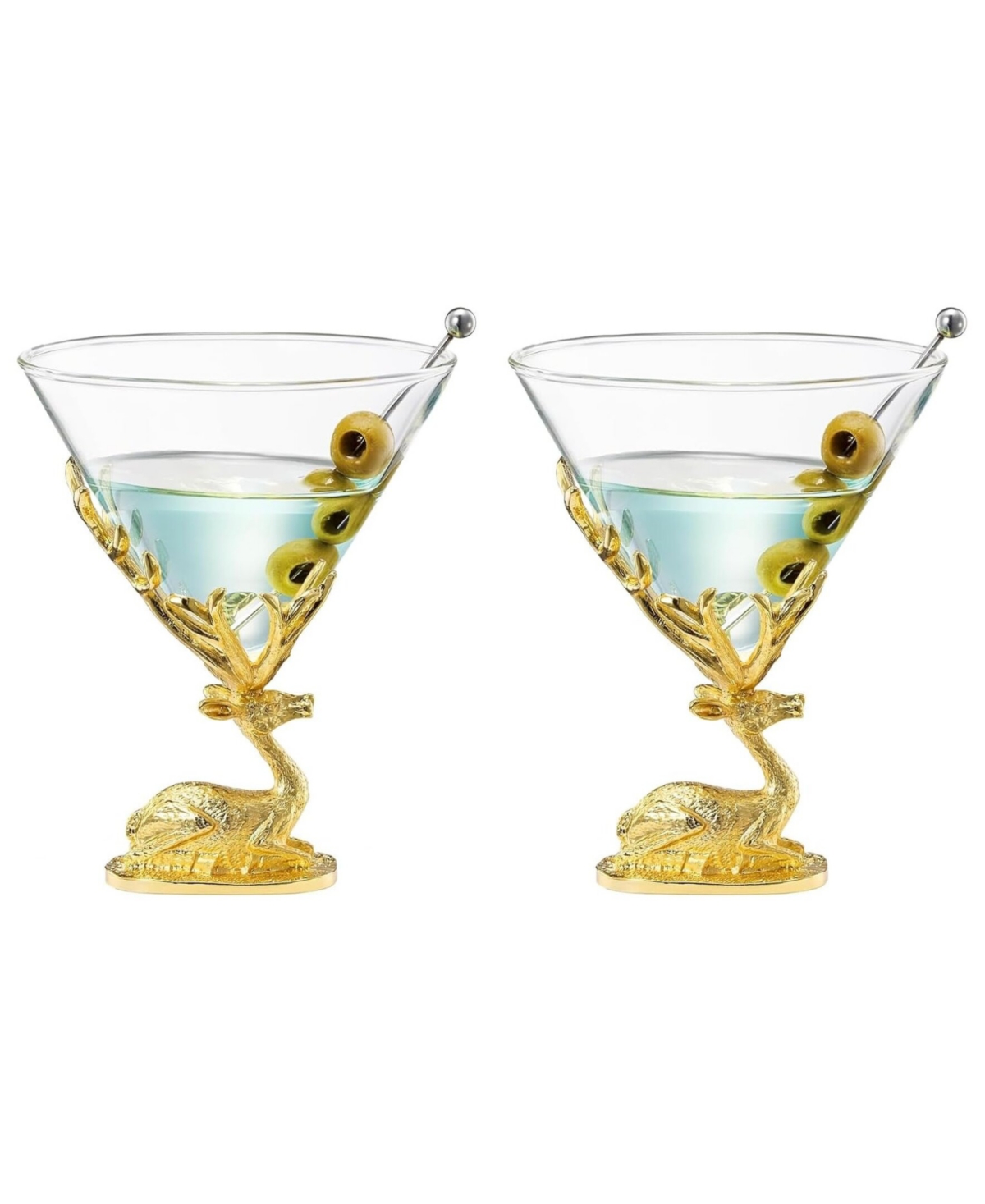 Click here for The Wine Savant Gold Stag Antler Sitting Martini G... prices