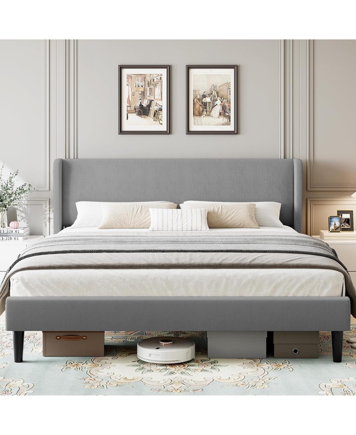 Click here for gaomon Bed Frame with Headboad and Wingback  Elega... prices