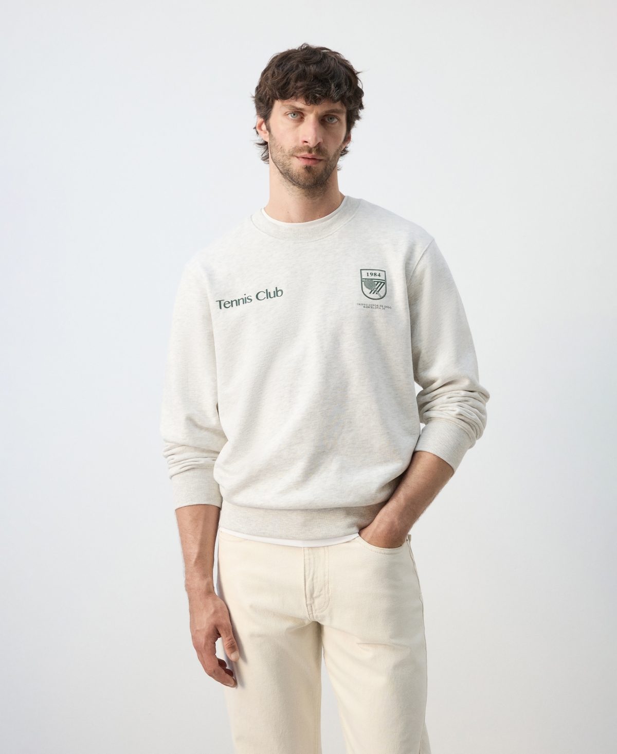 Click here for Mango Mens Cotton Polo Sweatshirt - Gray prices