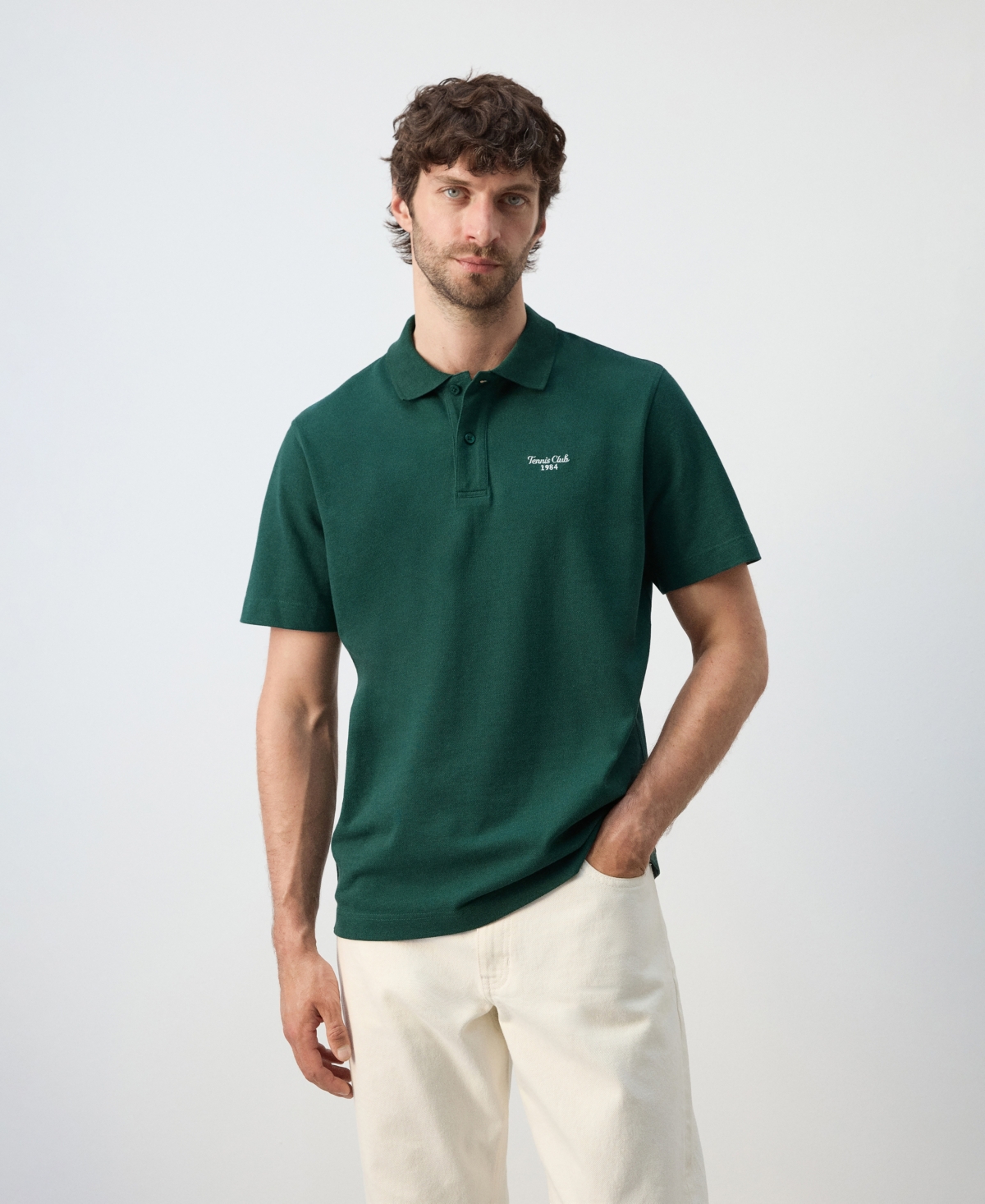 Click here for Mango Mens Cotton Embroidered Polo Shirt - Dark Gr... prices