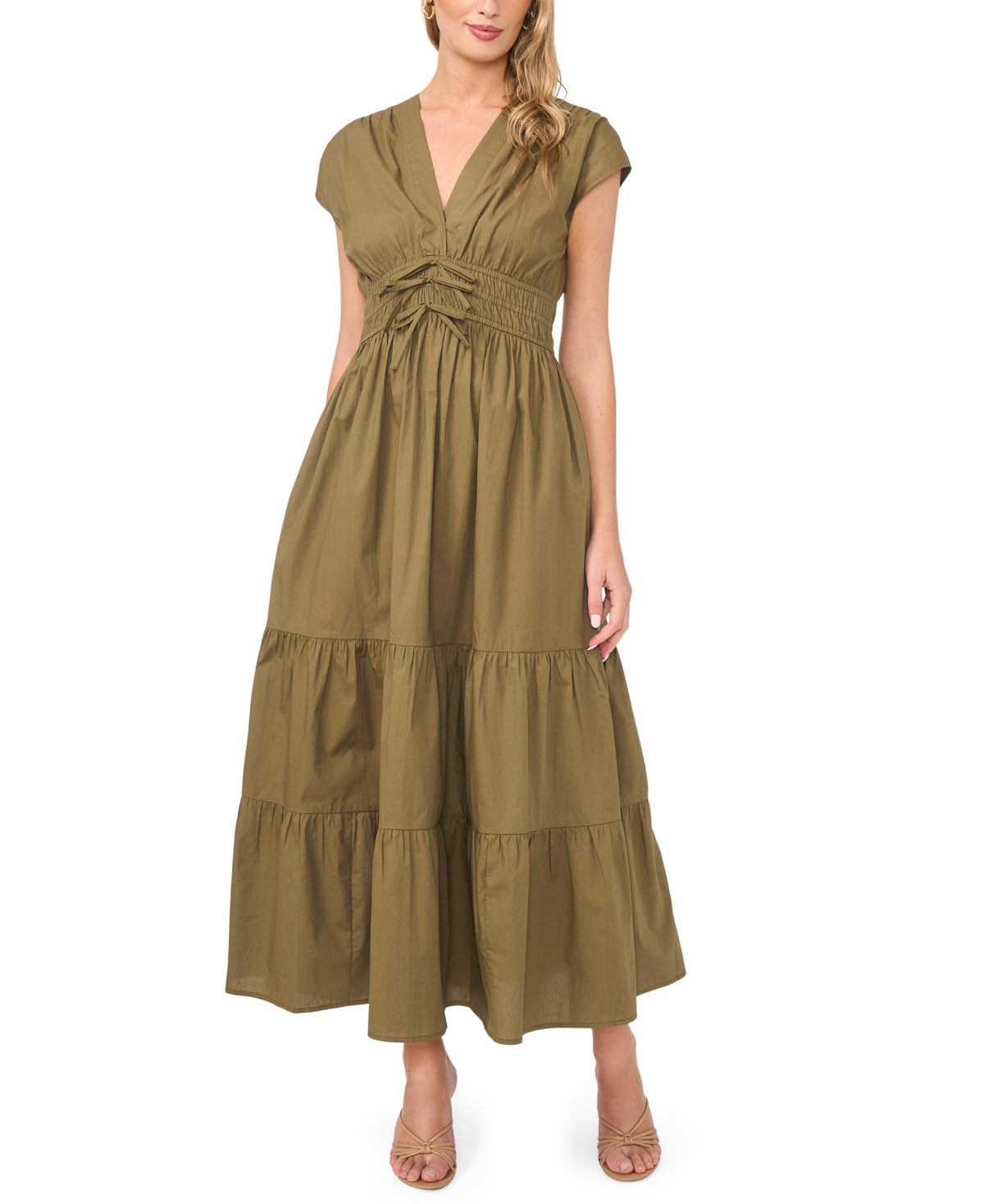 Click here for CeCe Womens V-Neck Maxi Dress - Olive Green prices
