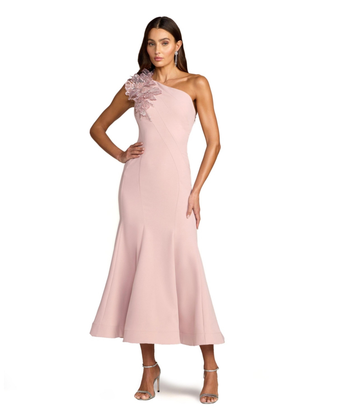 Click here for Mac Duggal Womens One Shoulder Crepe Trumpet Midi... prices