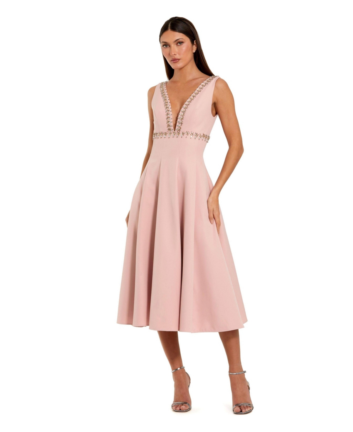 Click here for Mac Duggal Womens Rhinestone Embellished Crepe A L... prices