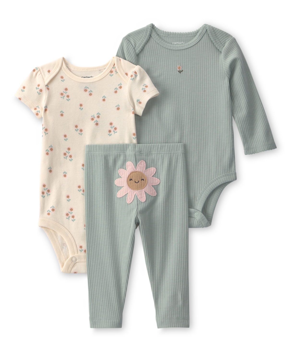 Click here for Carters Baby Girls Floral Bodysuit & Pant 3-Piece... prices