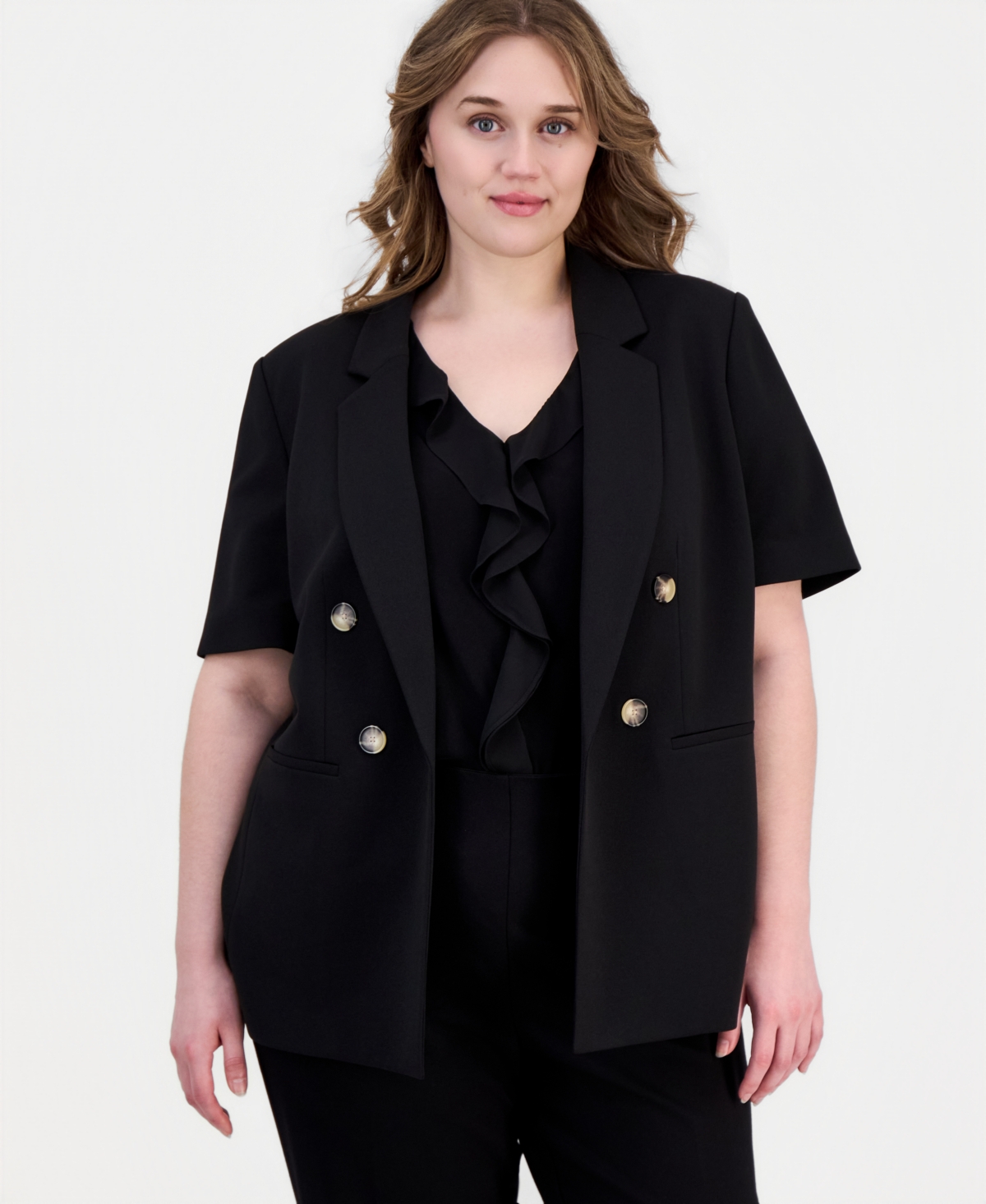 Click here for Anne Klein Plus Size Short-Sleeve Open-Front Blaze... prices